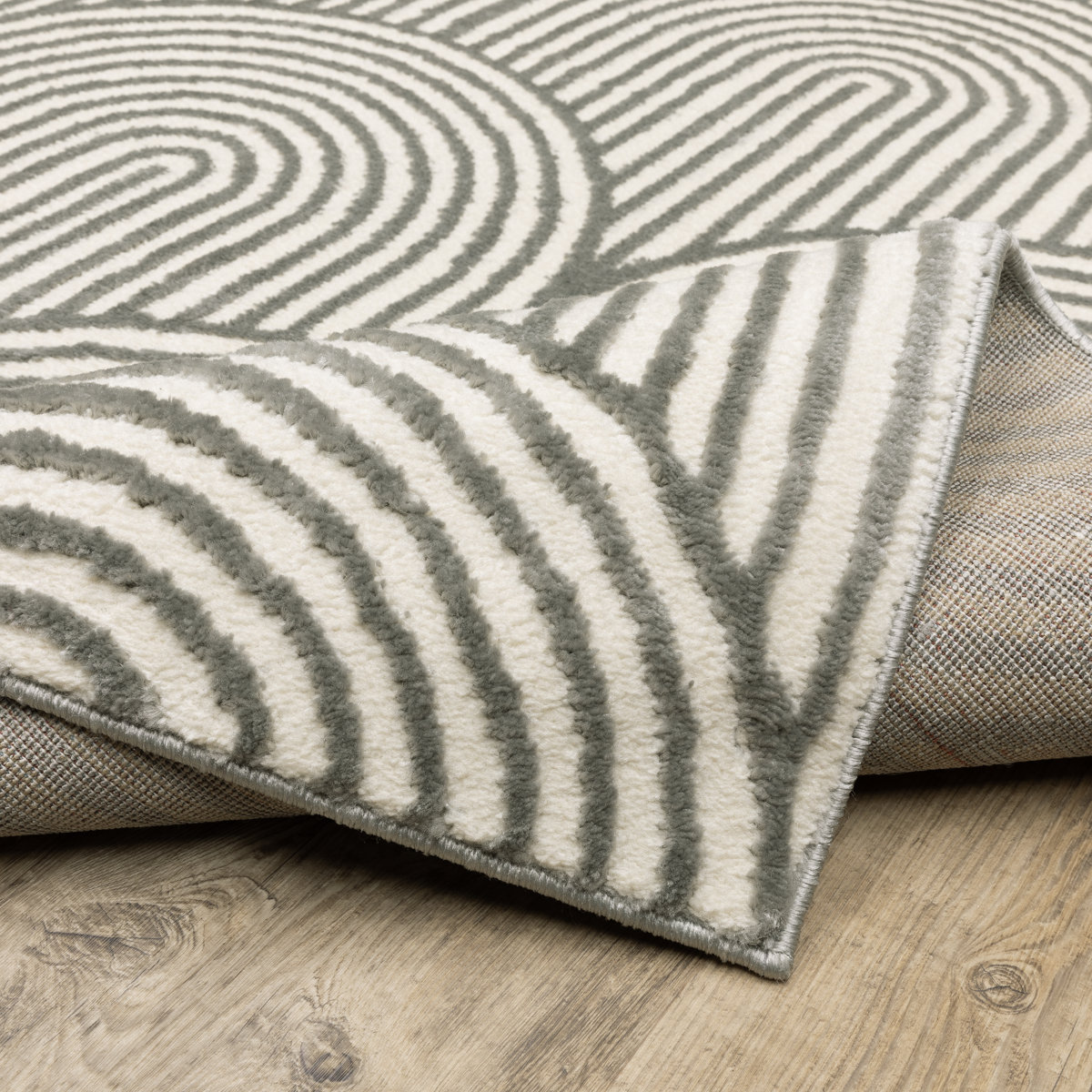 George Oliver Shilo Art Deco Arches Grey/ Ivory Area Rug | Wayfair