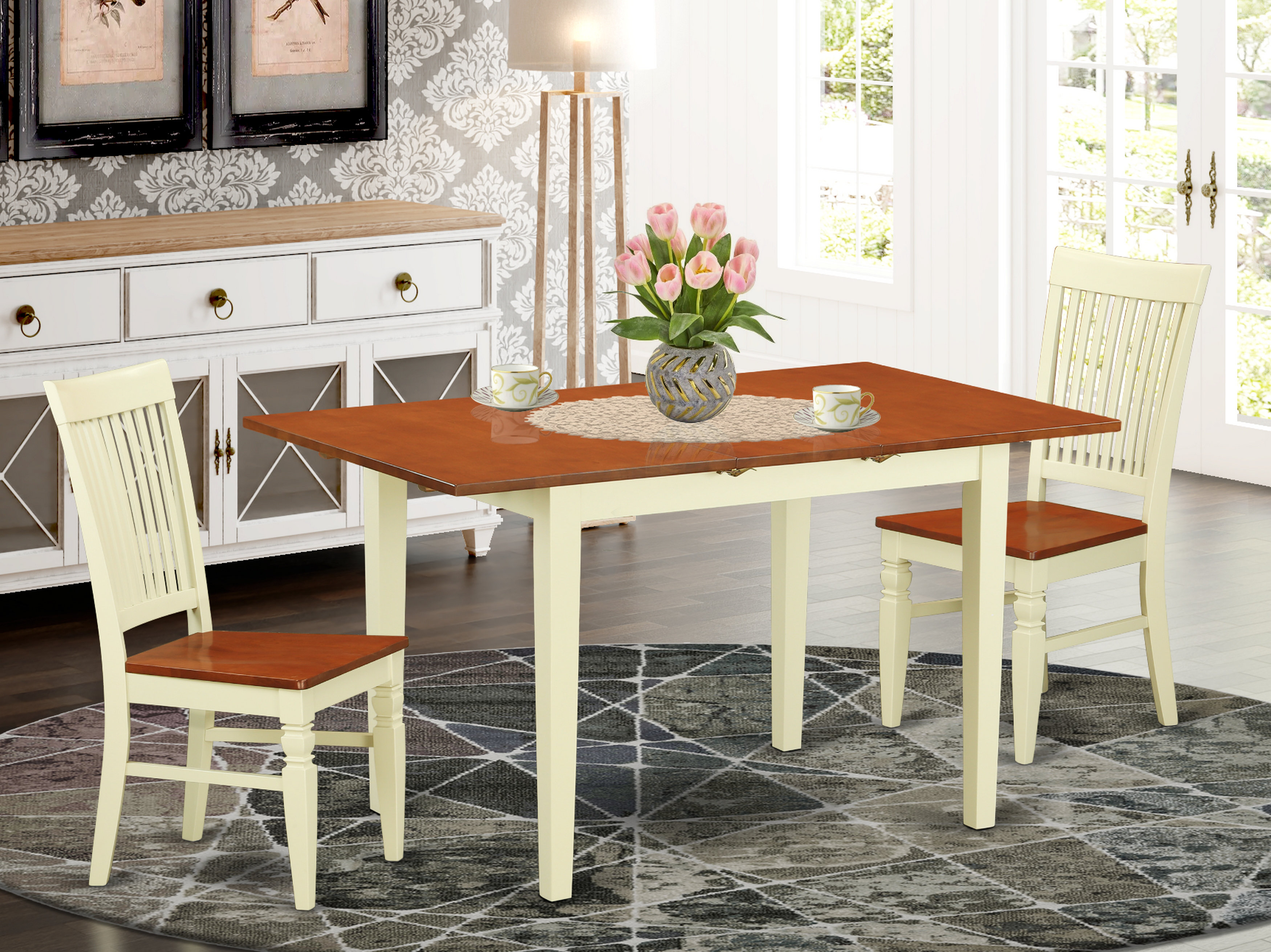 August Grove® Gosson Butterfly Leaf Solid Wood Rubberwood Dining Set ...