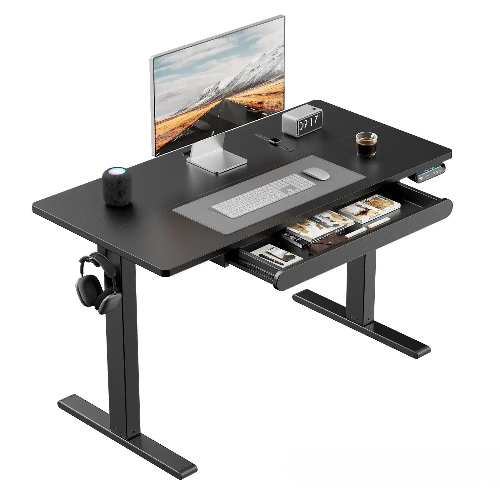 Inbox Zero Height Adjustable Standing Desk With Storage Drawer ...