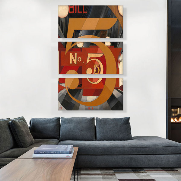 ARTCANVAS " I Saw The Figure 5 In Gold " by Charles Demuth 3 - Pieces ...