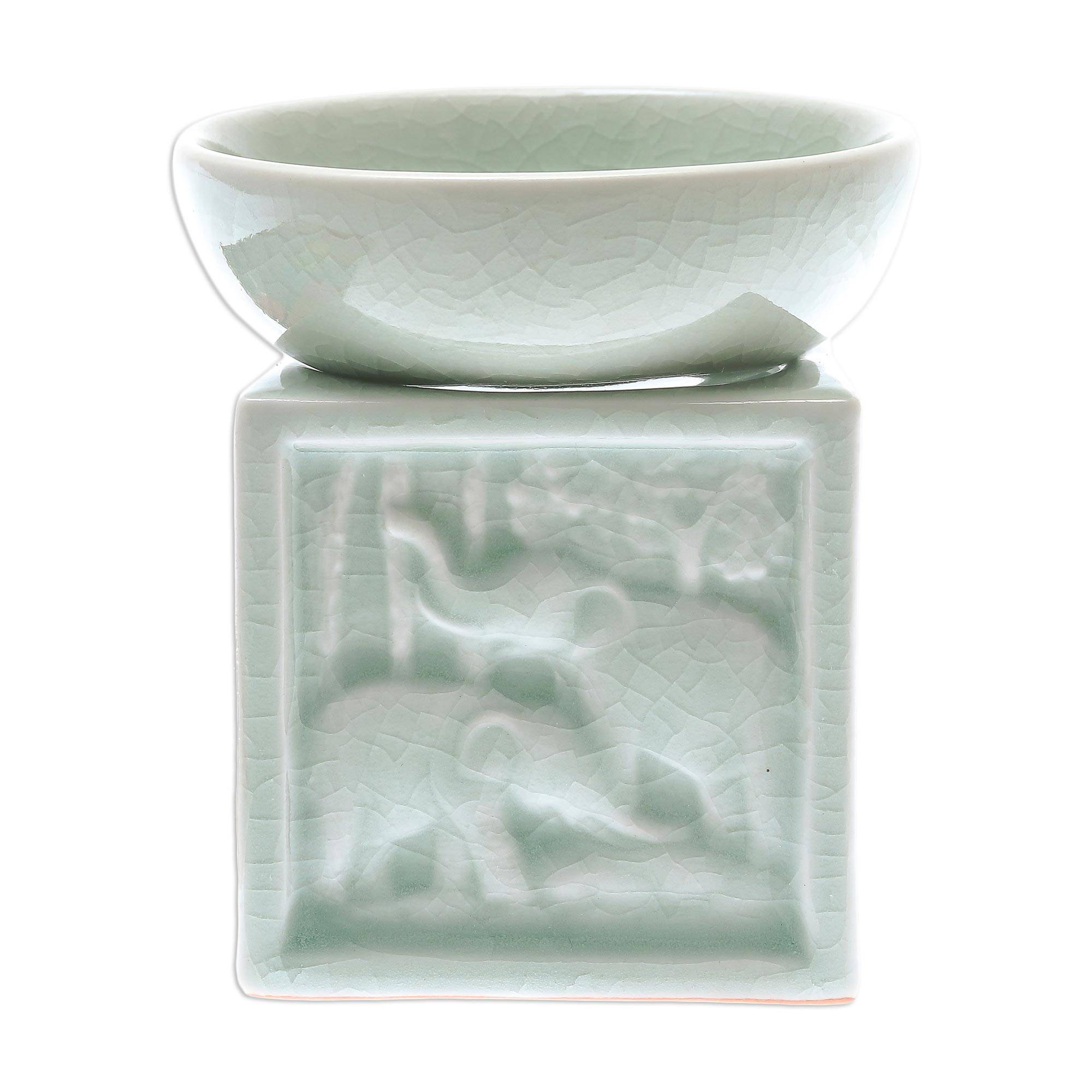 Bungalow Rose Felle Elephant Jungle Celadon Ceramic Oil Warmer | Wayfair