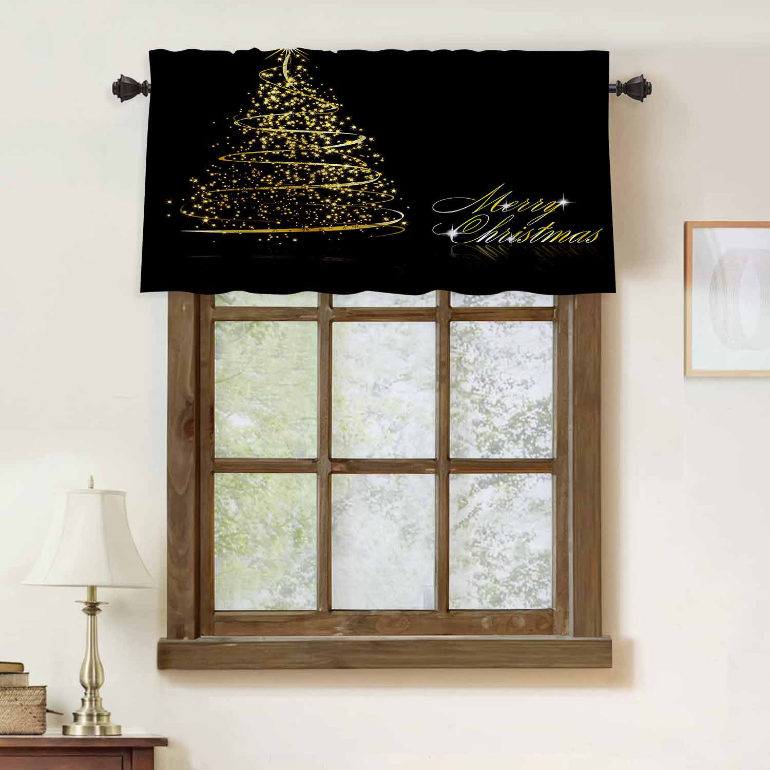 The Holiday Aisle® Black 52"W Abstract Christmas Tree Light Window ...