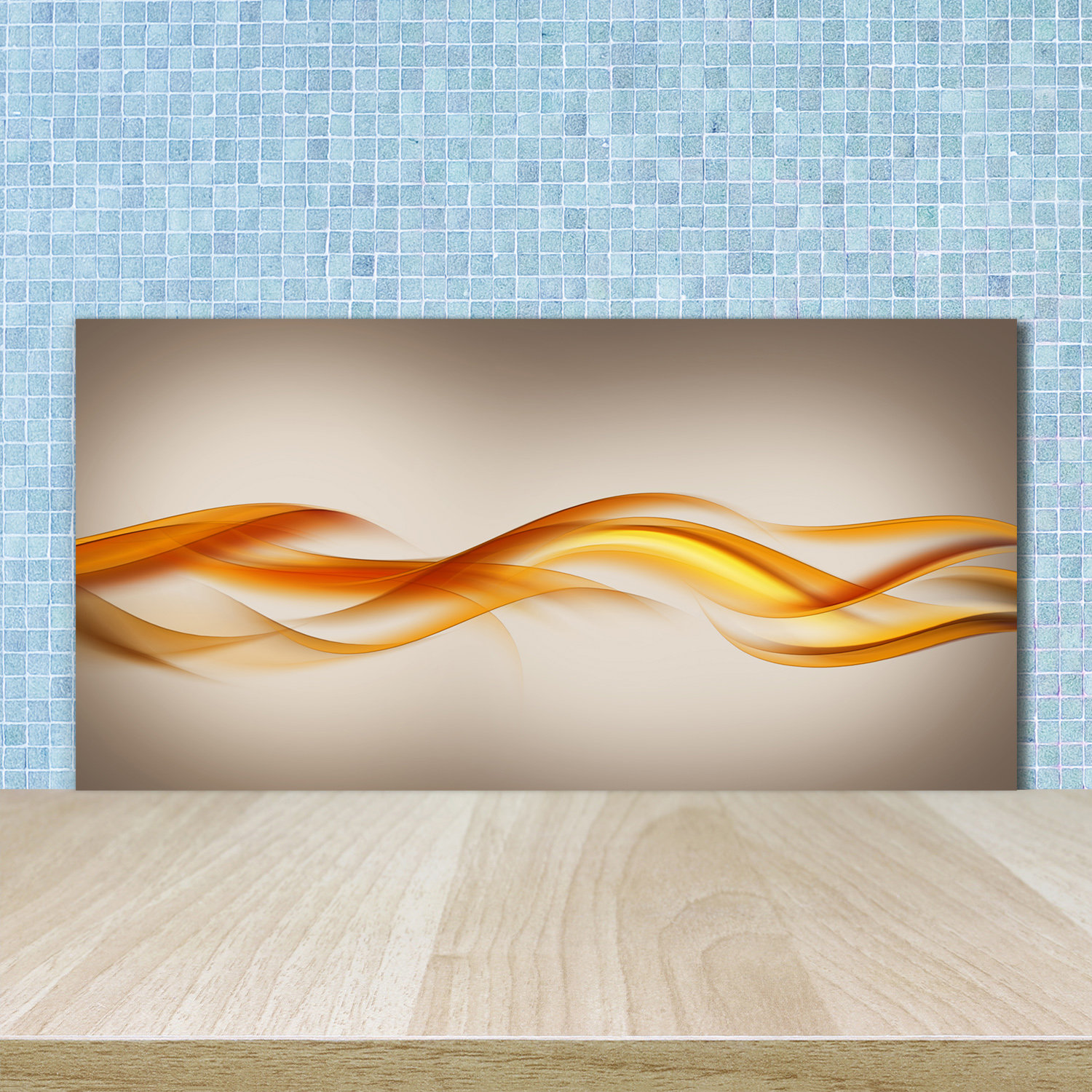 Ivy Bronx Waves Abstraction 50cm x 100cm Glass Panel | Wayfair.co.uk