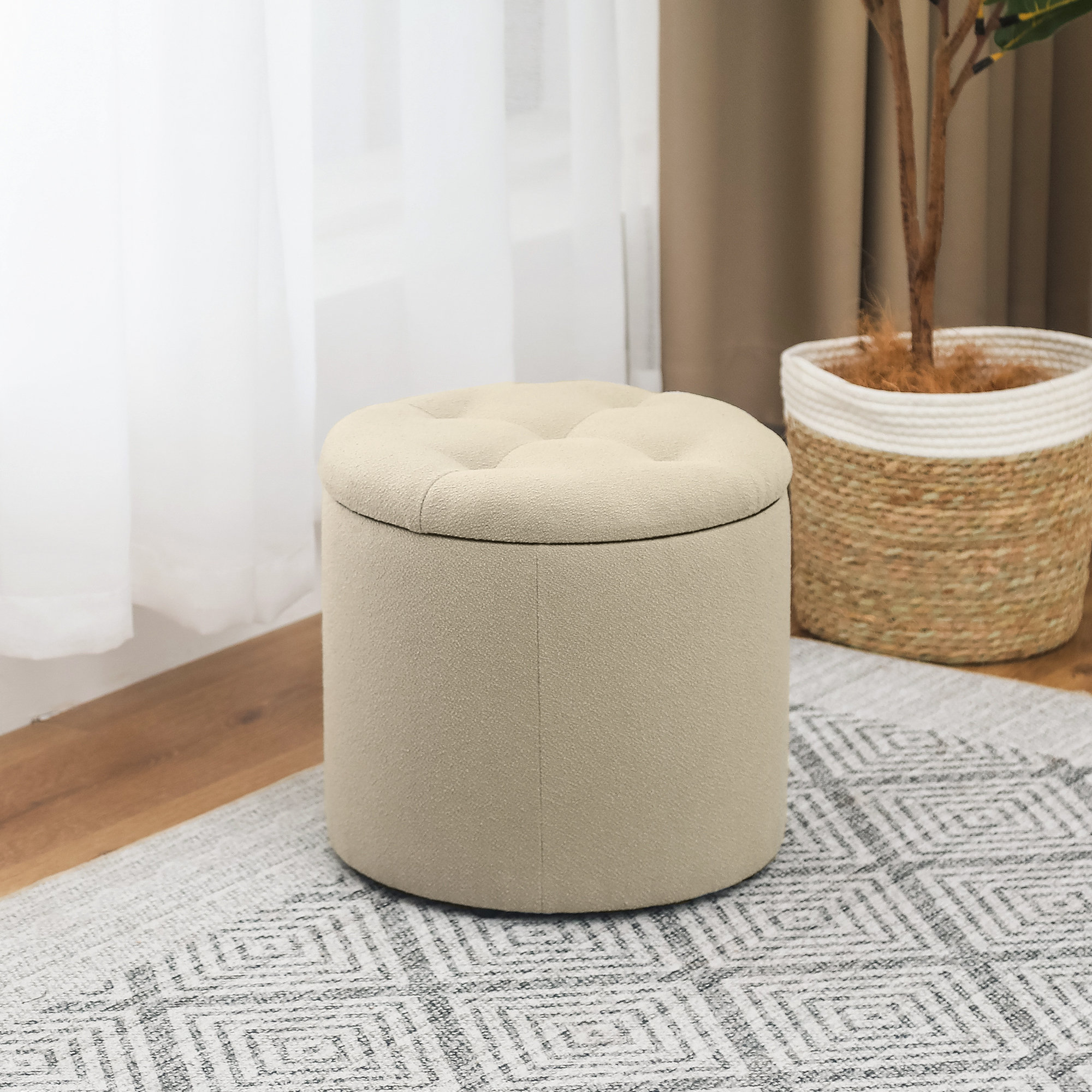 Red Barrel Studio® Round Tuffed Upholstered Storage Ottoman & Reviews ...