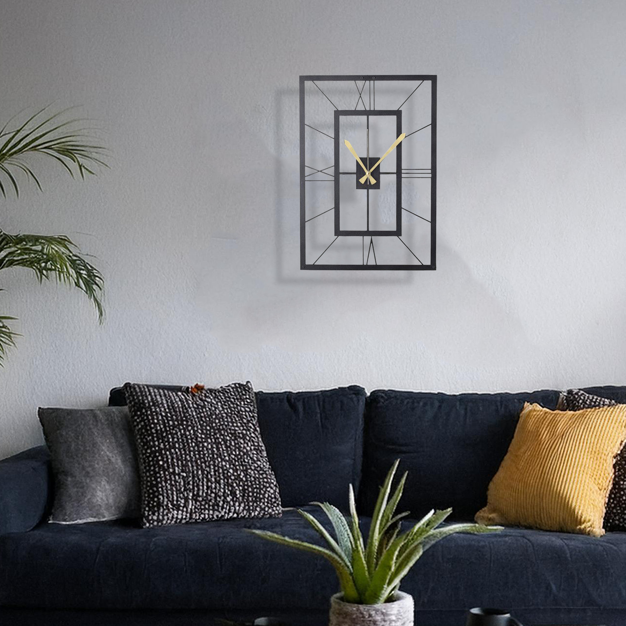 SpiritHome Decorative Rectangle Metal Wall Clock | Wayfair