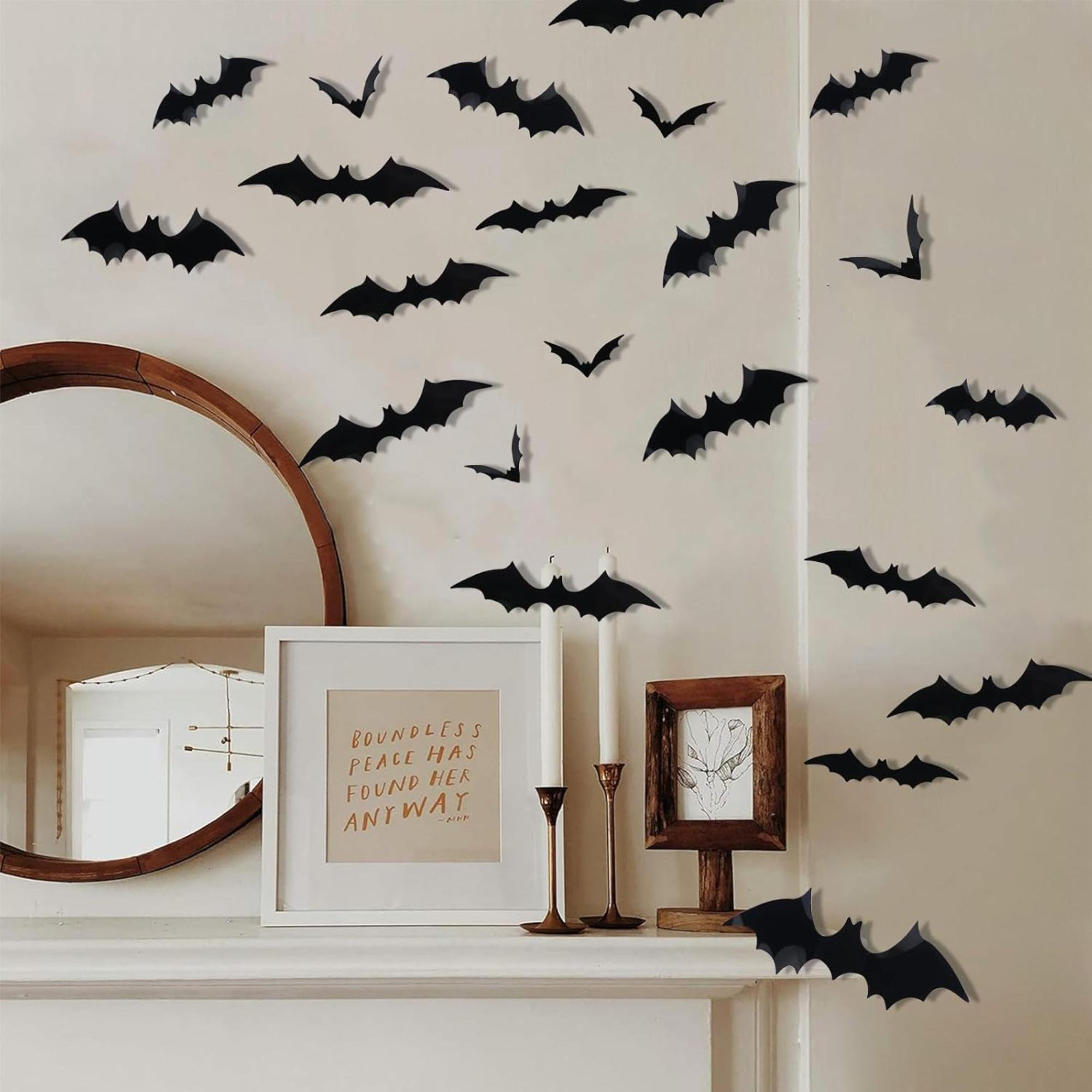 The Holiday Aisle® Halloween 3D Bats Decoration, 96 PCS 4 Sizes ...