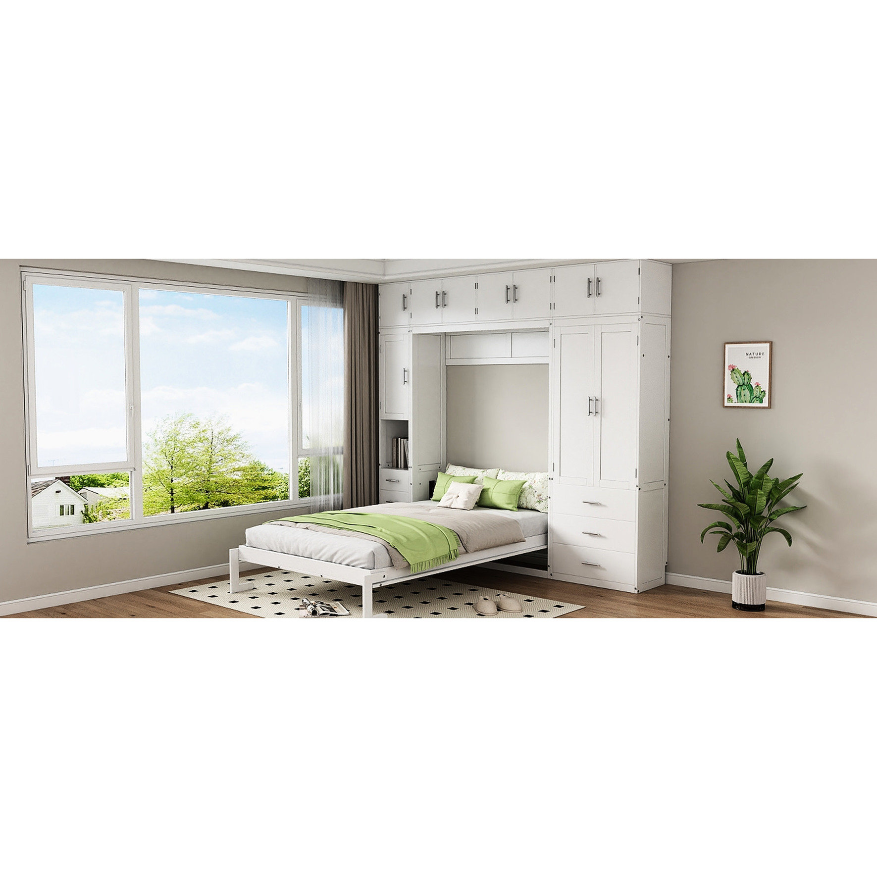 Hokku Designs Full Size Bed With Lockers And Wardrobes - Space Folding ...