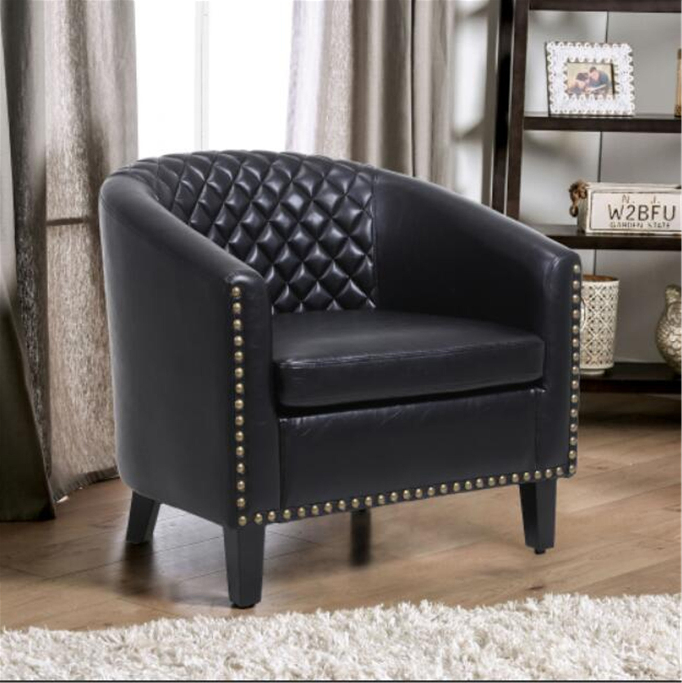 Red Barrel Studio Accent Barrel Chair Living Room Chair With Nailheads ...
