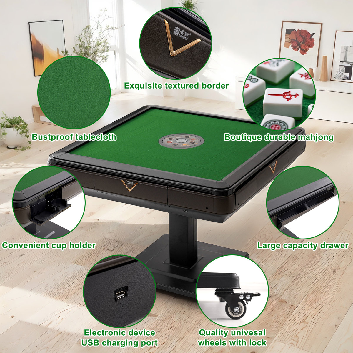 VERZEY Foldable Automatic Mahjong Table 152 Mahjong Chinese and ...