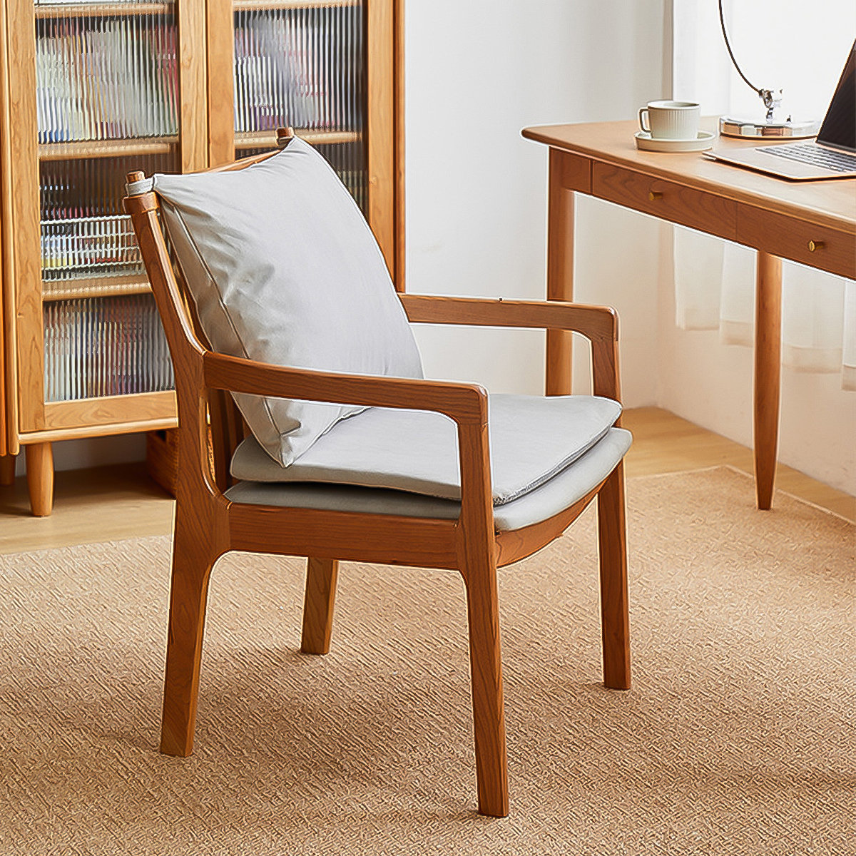 Corrigan Studio® Minimalist Solid Wood Upholstered Back and Armrest ...