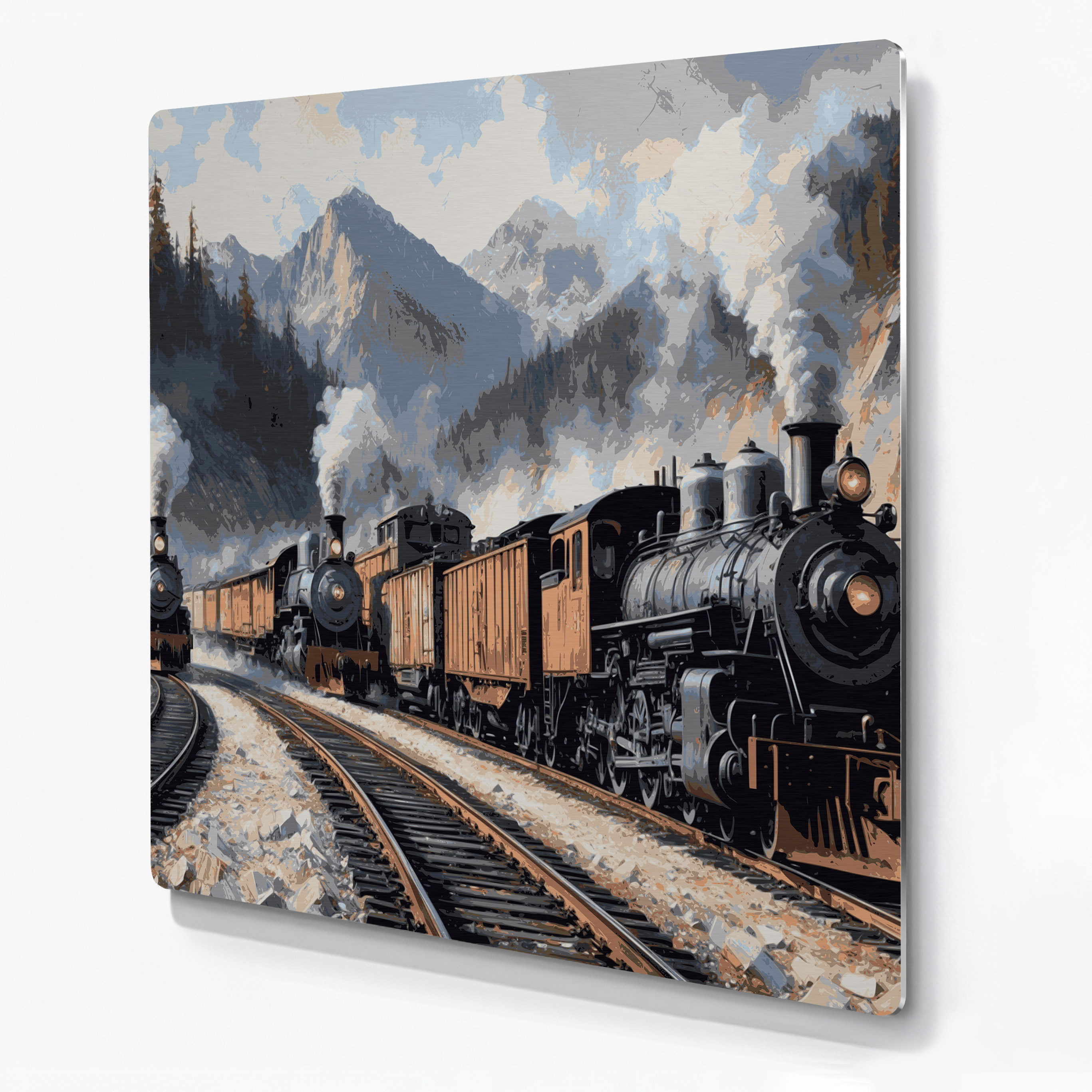 Orren Ellis Transportation Freight trains and cargo cars Gray Metal ...