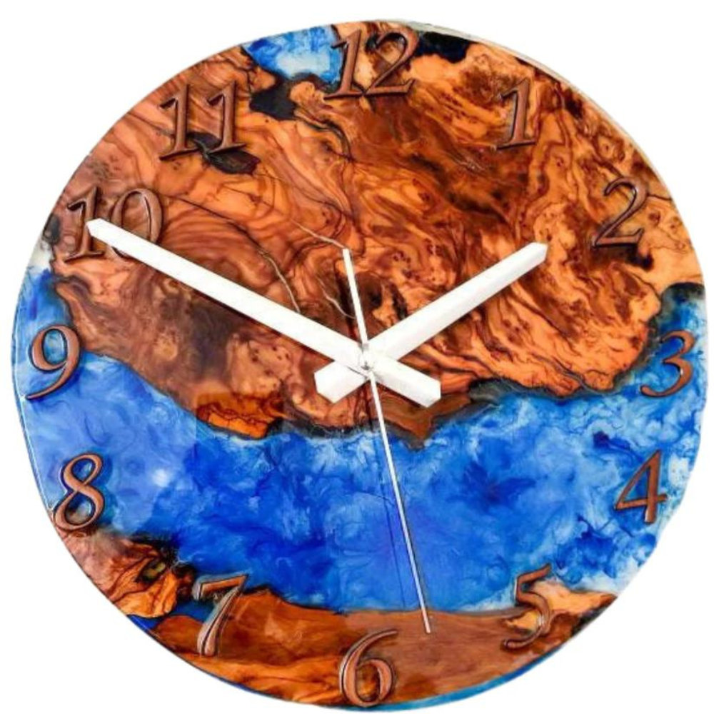 Resinwoodliving Metallic Colour Epoxy & Olive Wood Wall Clock - Wayfair ...