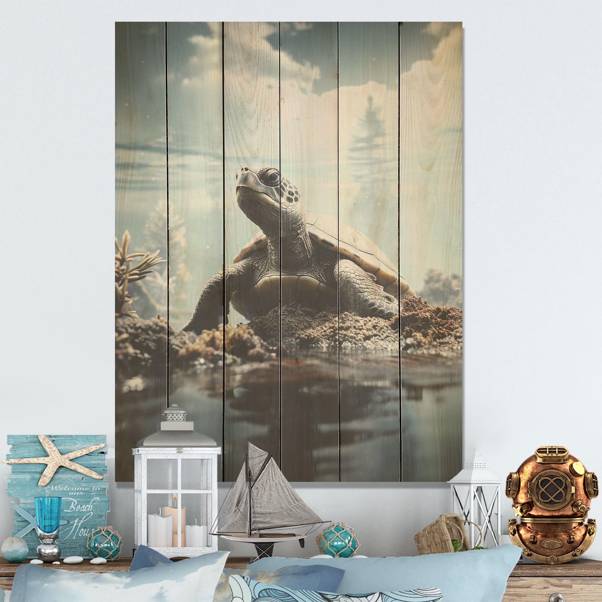 Ophelia & Co. Minimalist Portrayal Of A Turtle - Turtle Wood Panel Wall ...