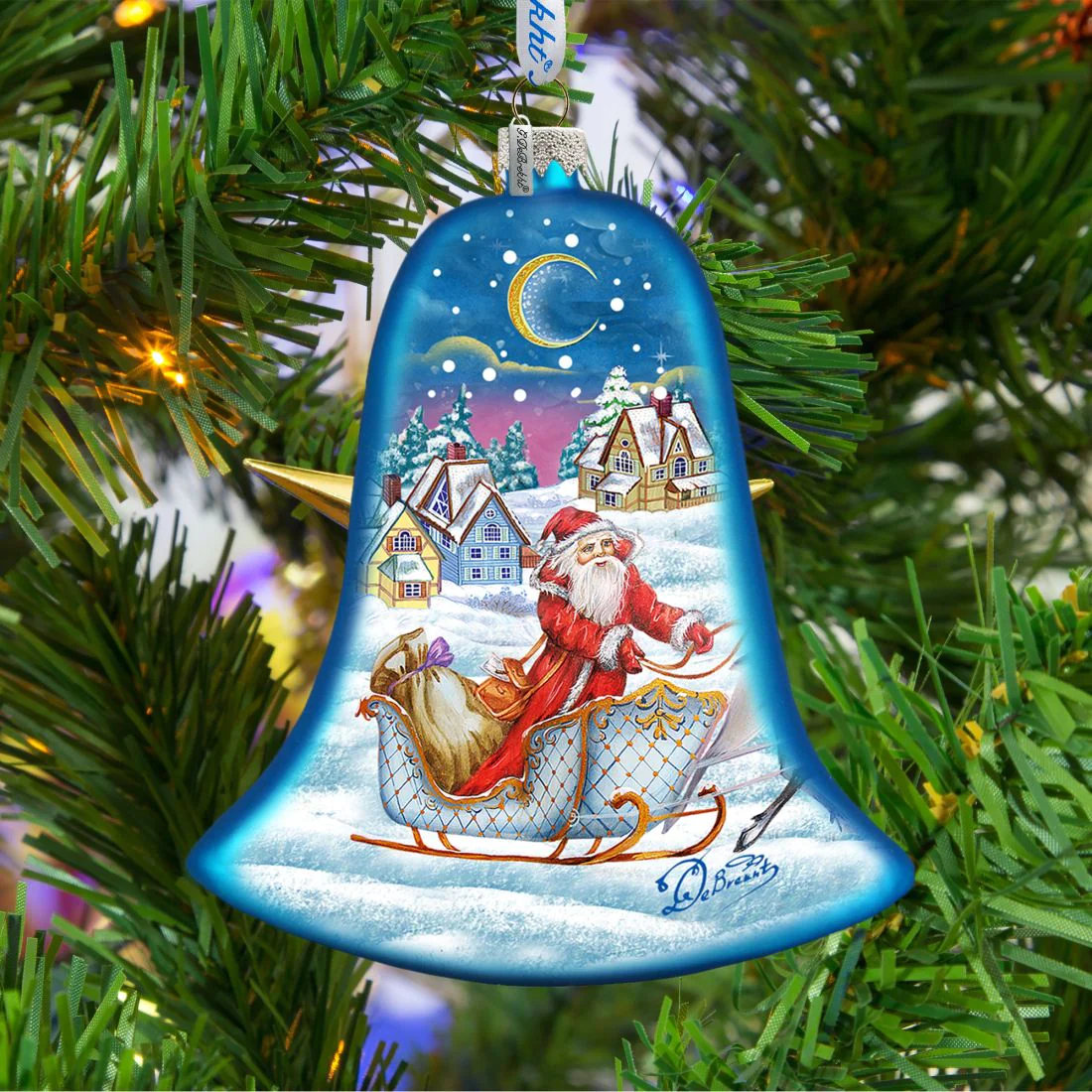G Debrekht Holiday Splendor Santa Sleigh Bell Holiday Shaped Ornament ...