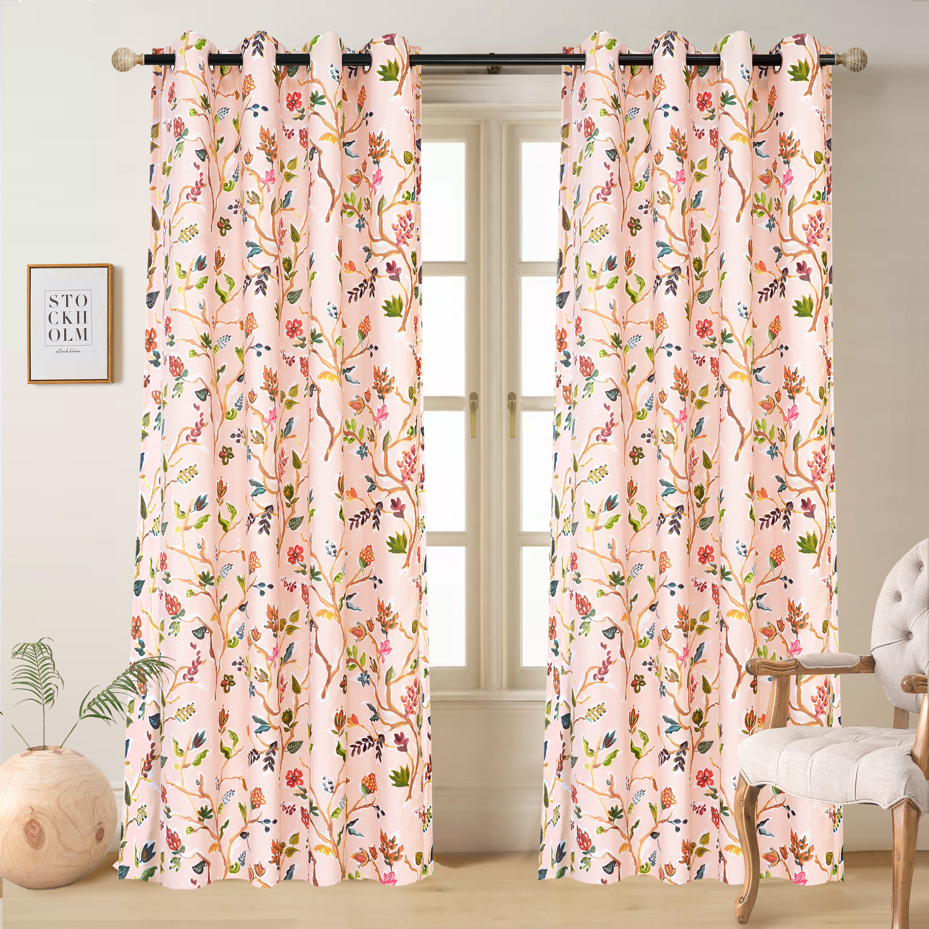 Red Barrel Studio Adalena Floral Blackout Thermal Grommet Curtain ...