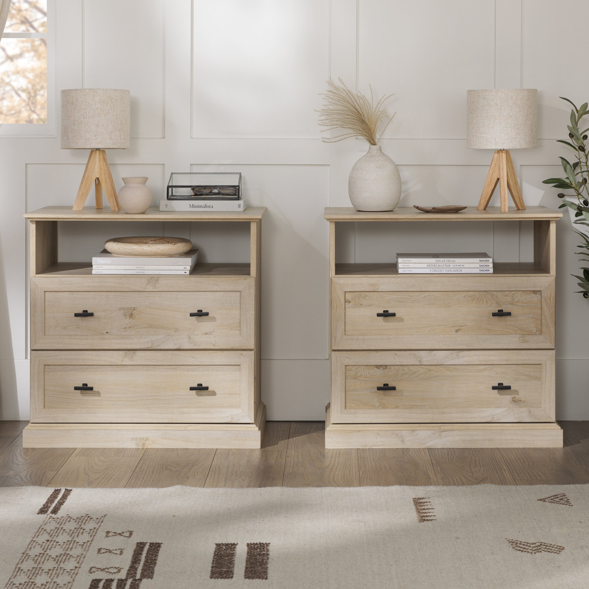 Millwood Pines Classic Open-Top 2-Drawer Side Tables & Reviews | Wayfair