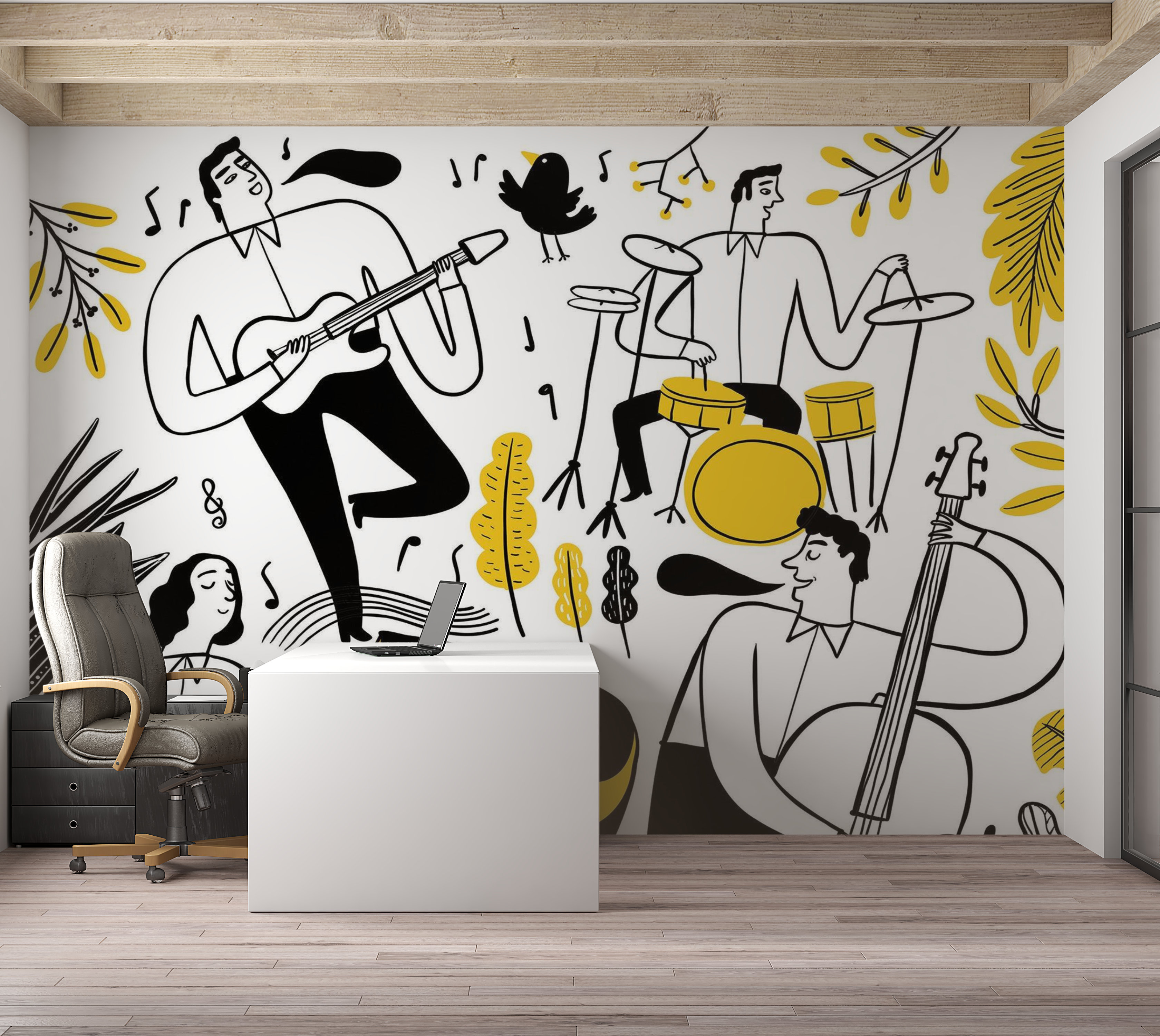 Red Barrel Studio® Premium Wallpaper Wall Mural - Jazz Band Fun | Wayfair