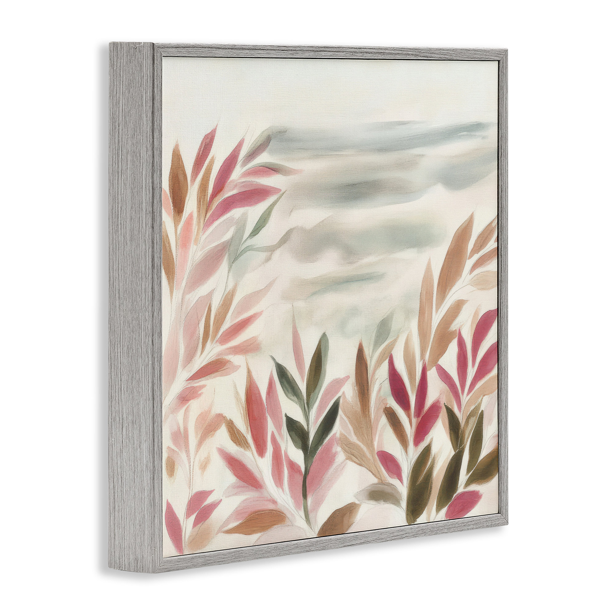 Ebern Designs Muted Windblown Leaves Framed Giclee, design by Mona ...