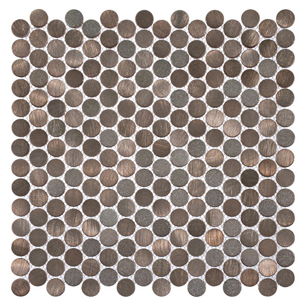 Andova Orb 3/4" Metal Penny Round Mosaic Tile Shower Wall, Kitchen ...
