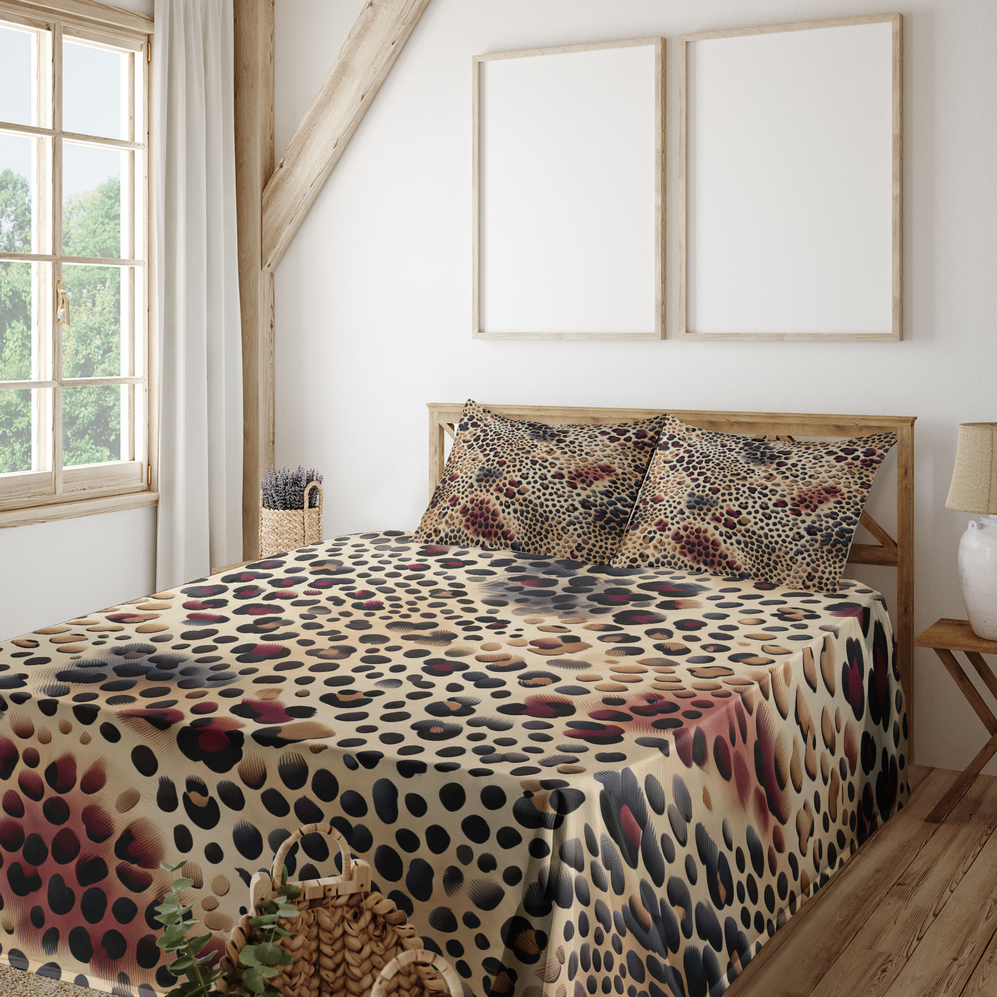 Ambesonne Leopard Sheet Set Pattern with Heavy Details Camel Dried Rose ...