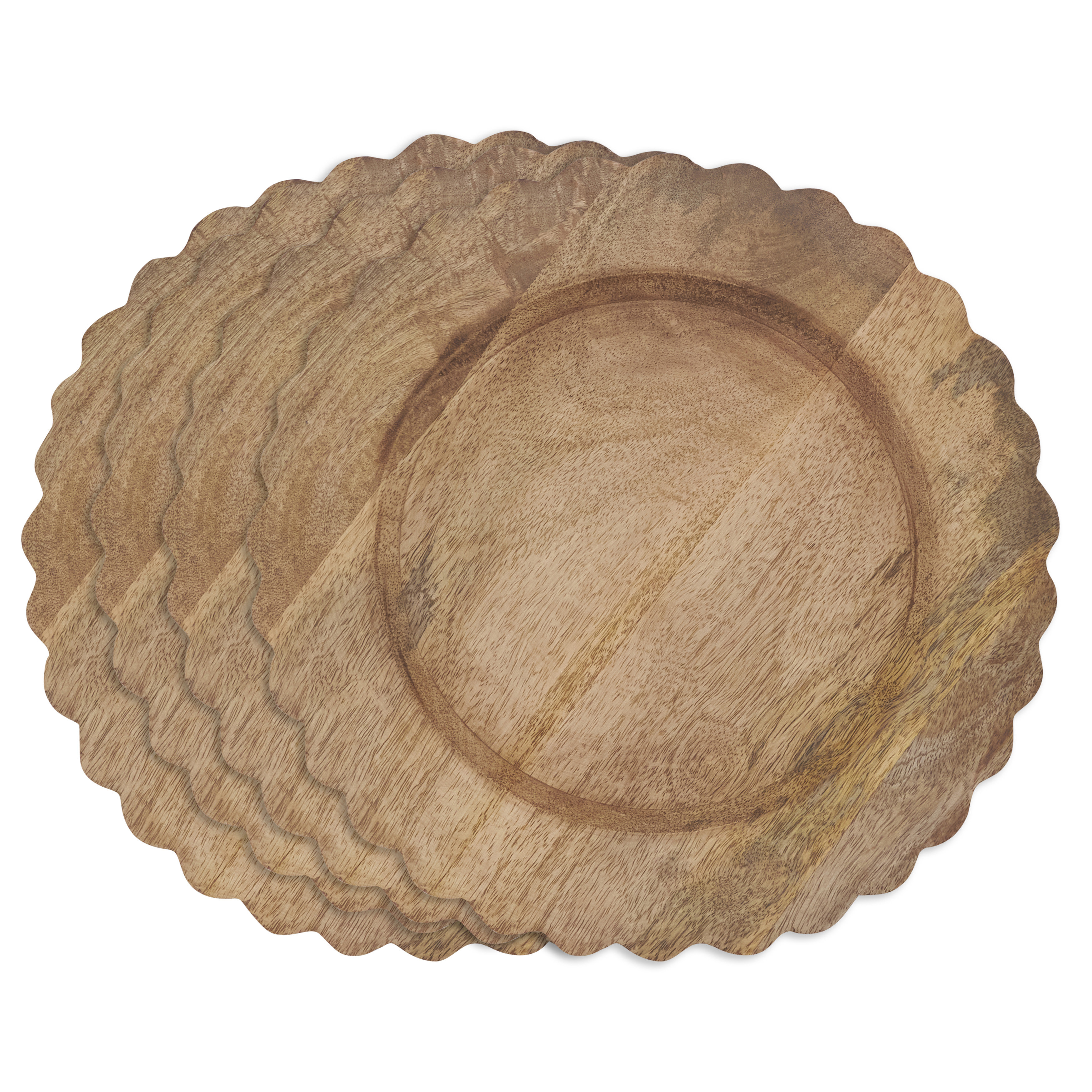 August Grove® Scalloped Mango Wood Decorative Charger Plates (Set of 4 ...