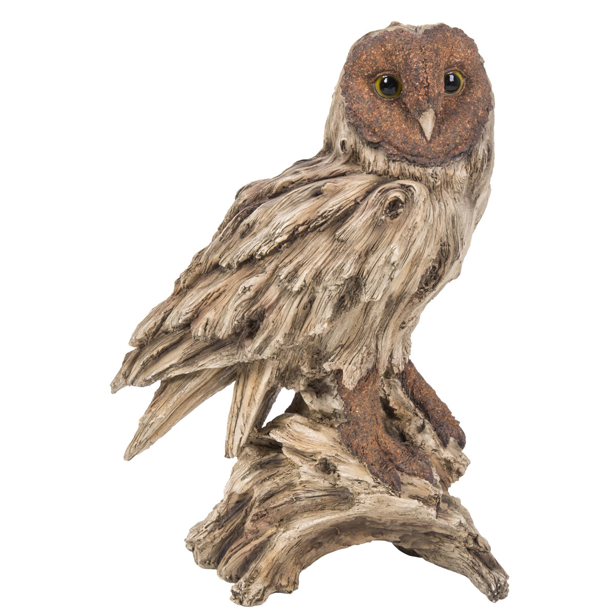Hi-Line Gift Ltd. Driftwood Barn Owl On Stump Statue & Reviews | Wayfair