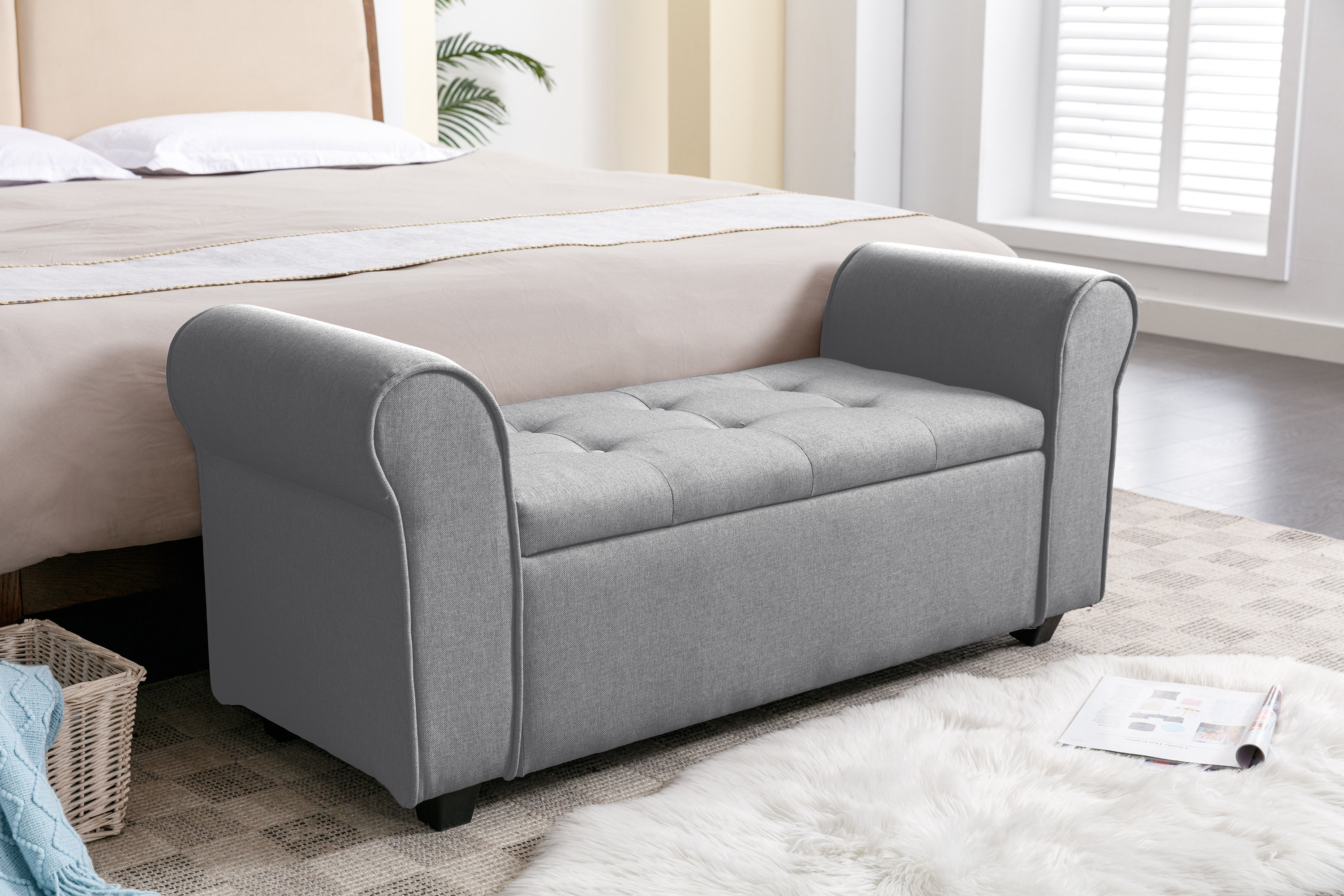 Armed storage bench store