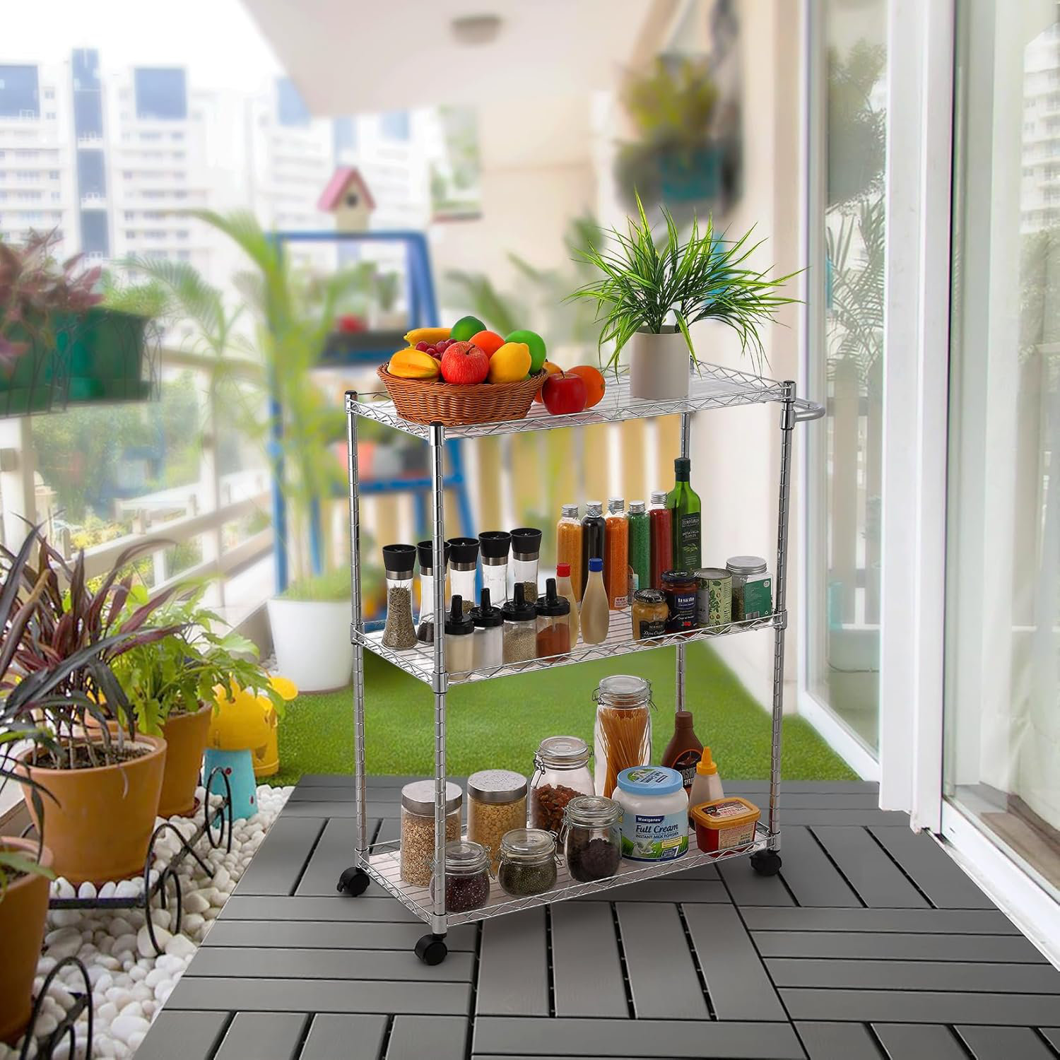 ASOPIX Chariot utilitaire roulant à 3 niveaux robuste, chariots ...