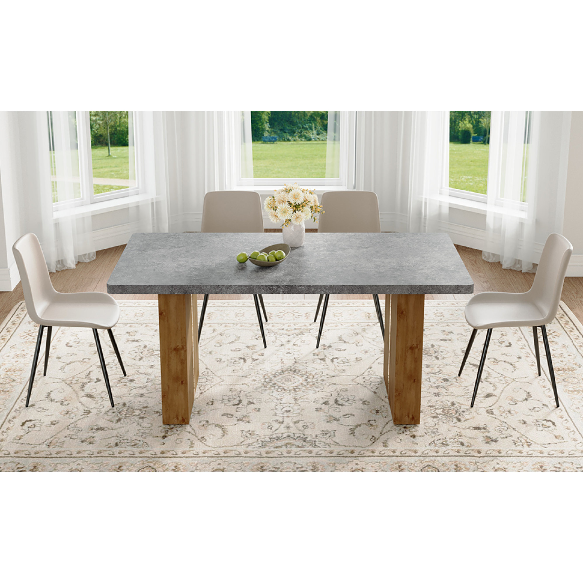Brayden Studio® Cozy Modern Mdf Dining Table Set - 67"x35.4" With 4 ...