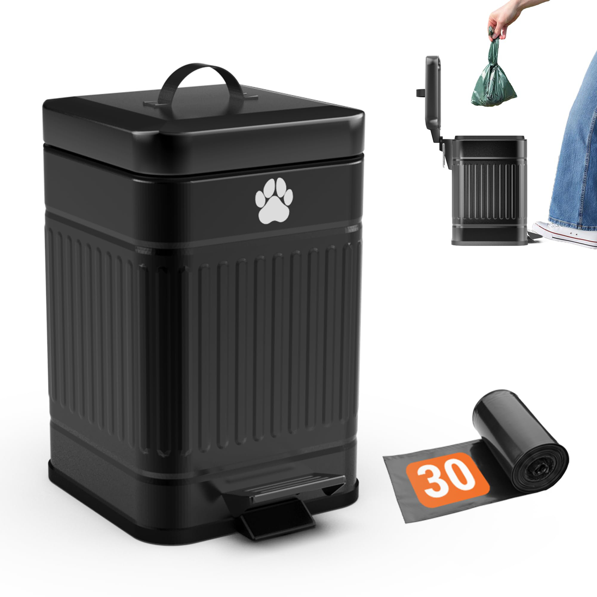 KAISHENGDAA Small Dog Poop Trash Can Outside, 1.3 Gal Metal Dog Waste ...