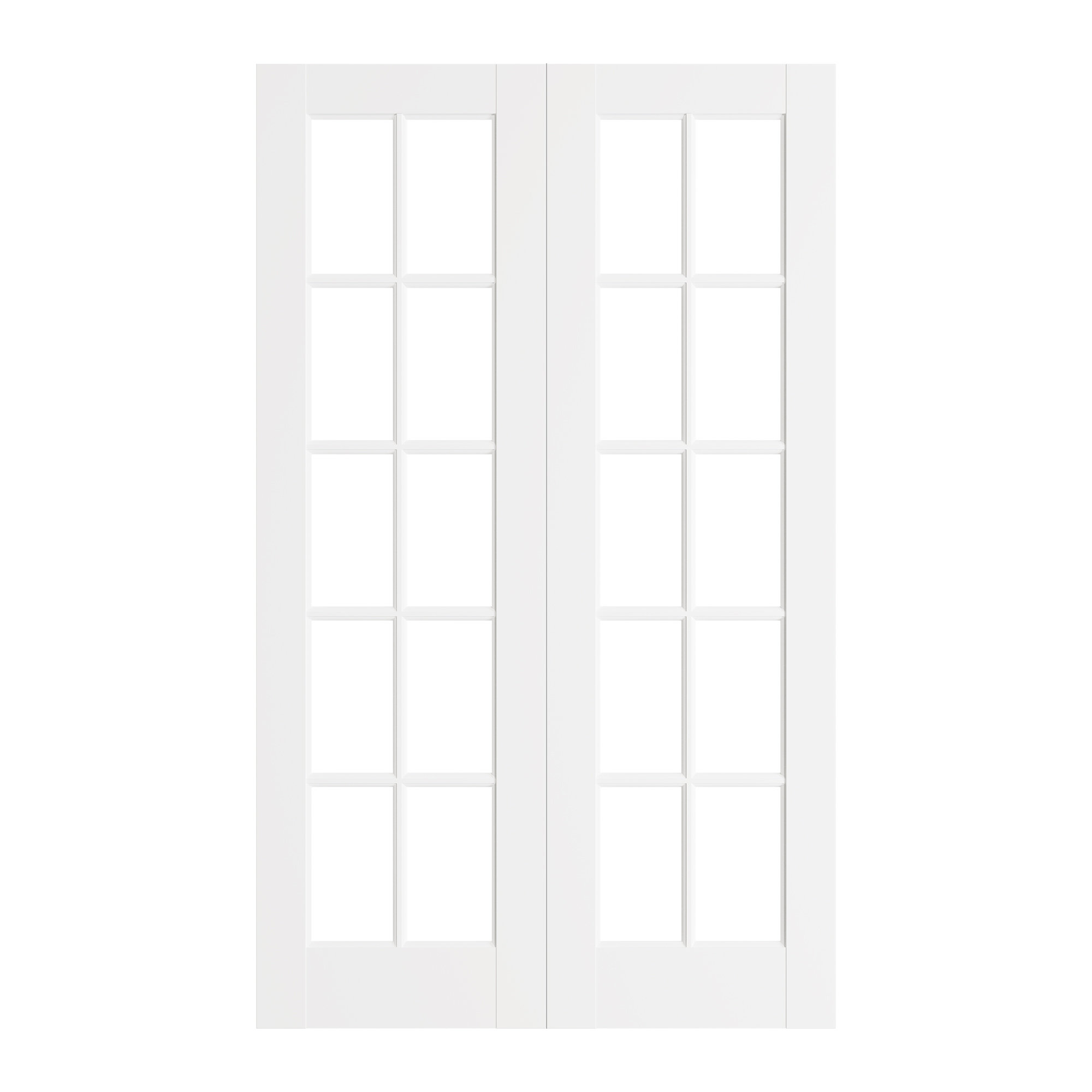 DoorFusion (Pack of two)10-Lite 80" H Clear Glass and Solid Wood Primed ...