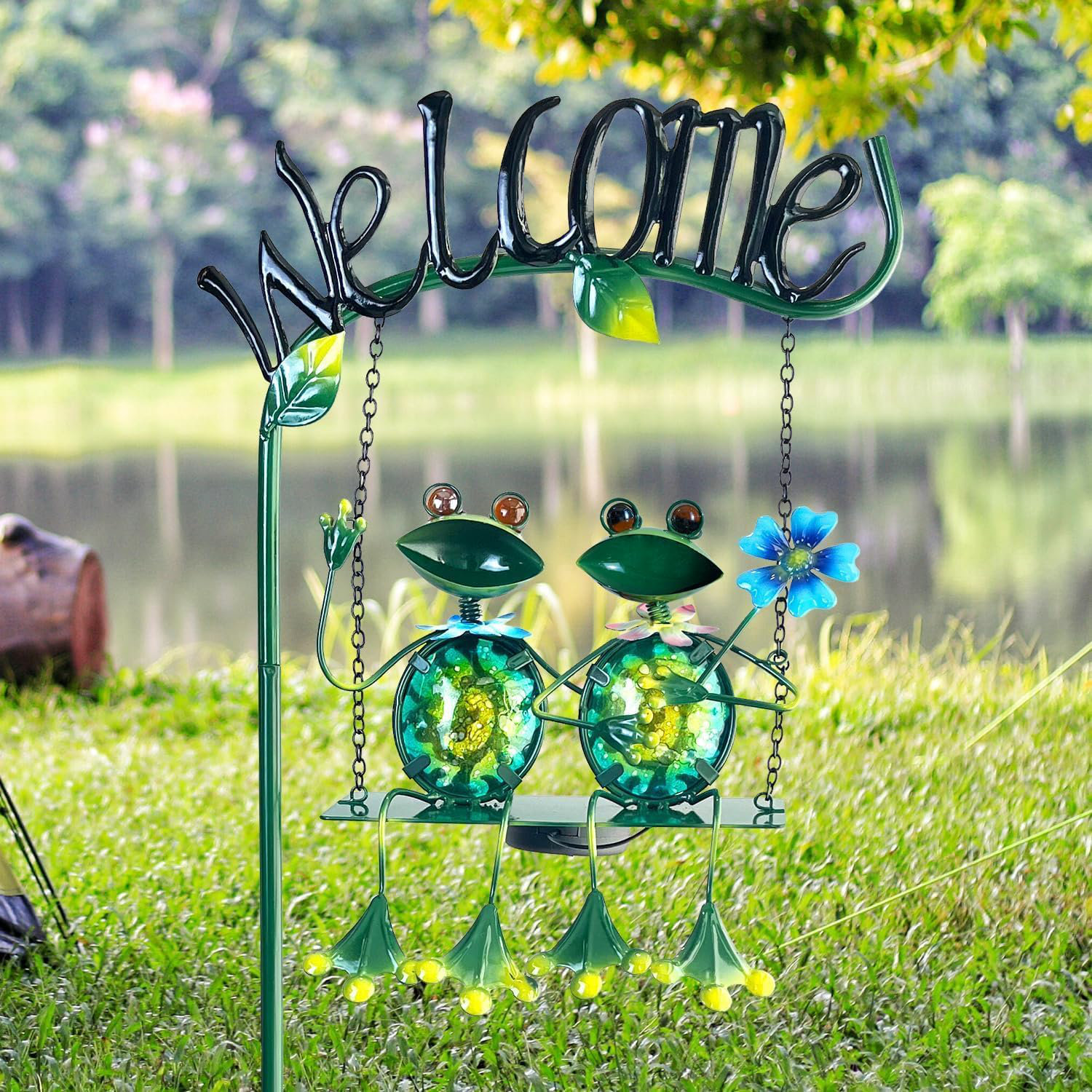 Trinx Outdoor Garden Solar Lights,Frog Swing Garden Decor,Frog ...