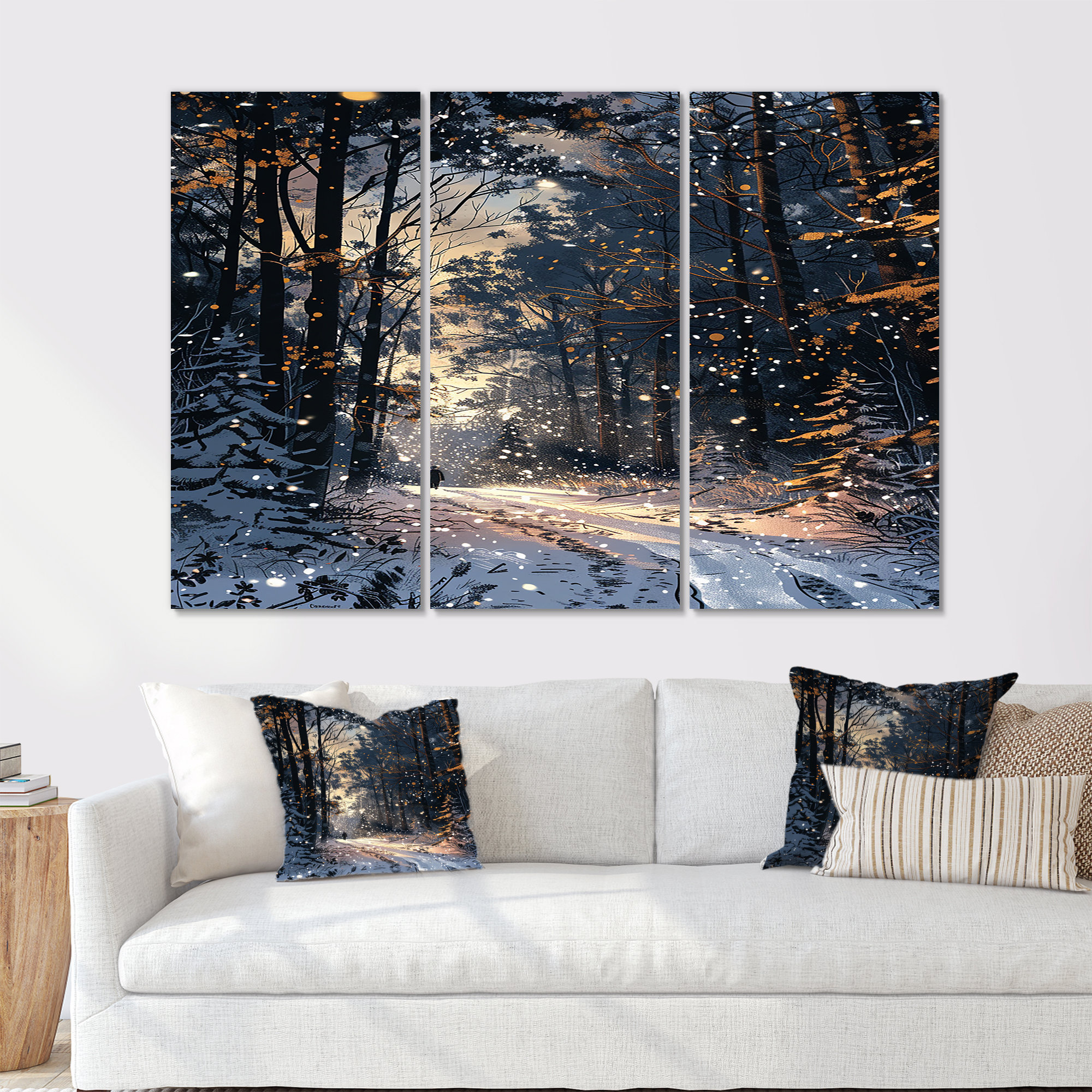 Millwood Pines Snowy Path Through The Winter Forest - Forest Wall Art ...