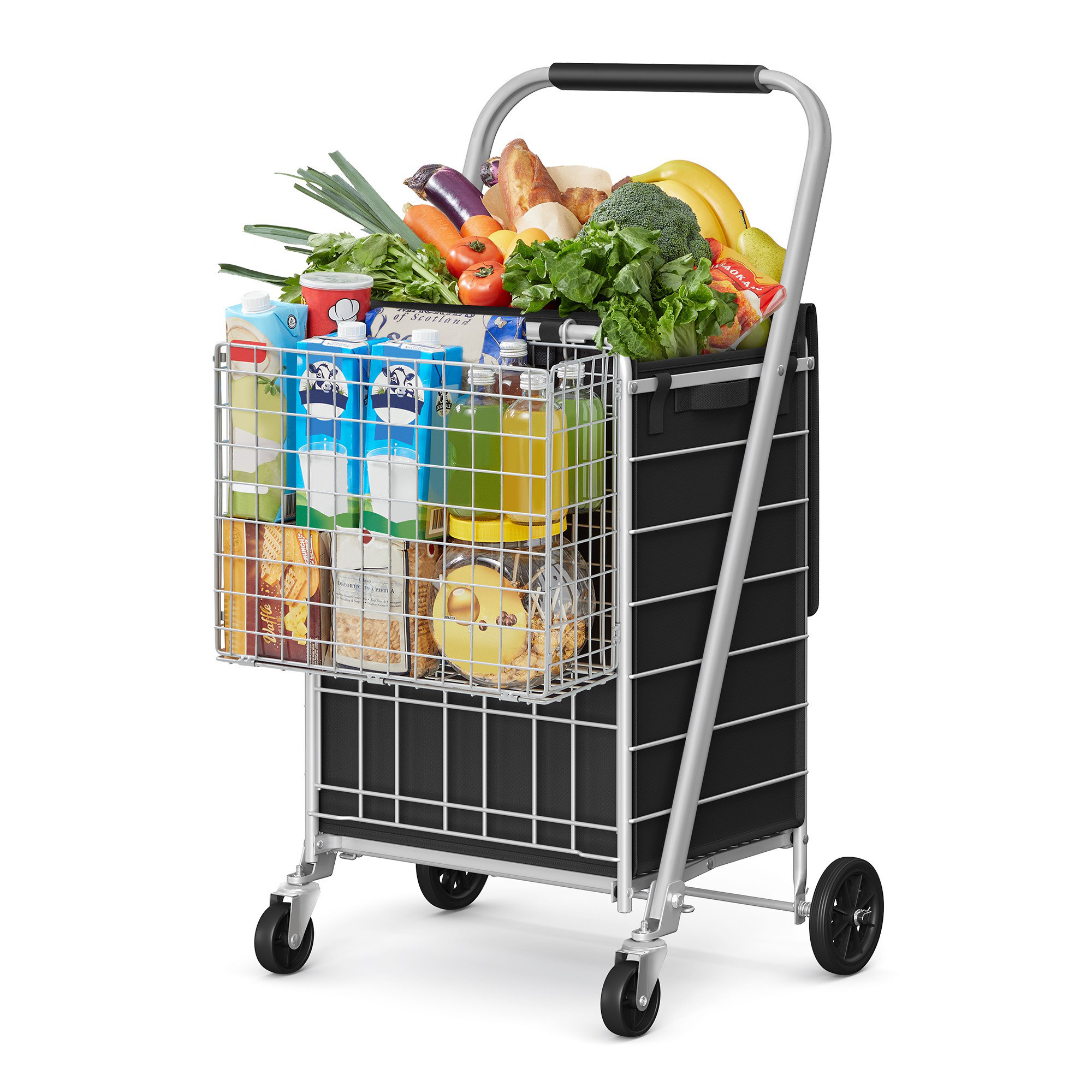 Songmics Heavy Duty Grocery Cart With 360° Swivel Wheels | Wayfair