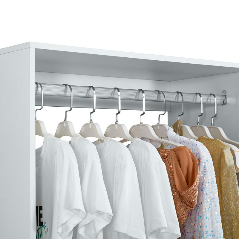 Latitude Run® Closet Organizer System with Drawers and Hanging Rods ...