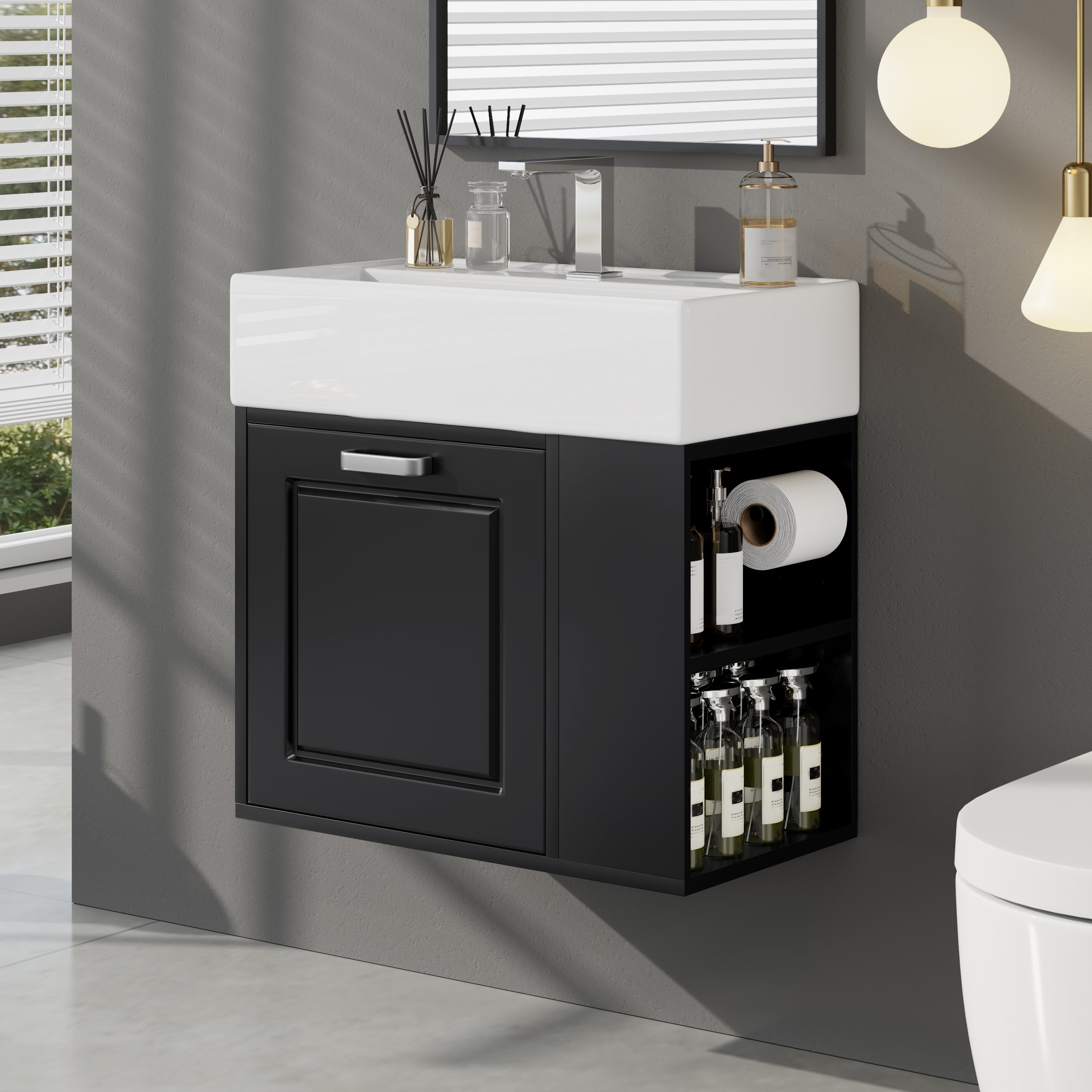 Wrought Studio Bathroom Vanity With Sink, Wall Mounted Floating Cabinet ...