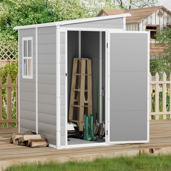 Devoko 4 ft. W x 5 ft. D Plastic Lean-To Storage Shed & Reviews | Wayfair