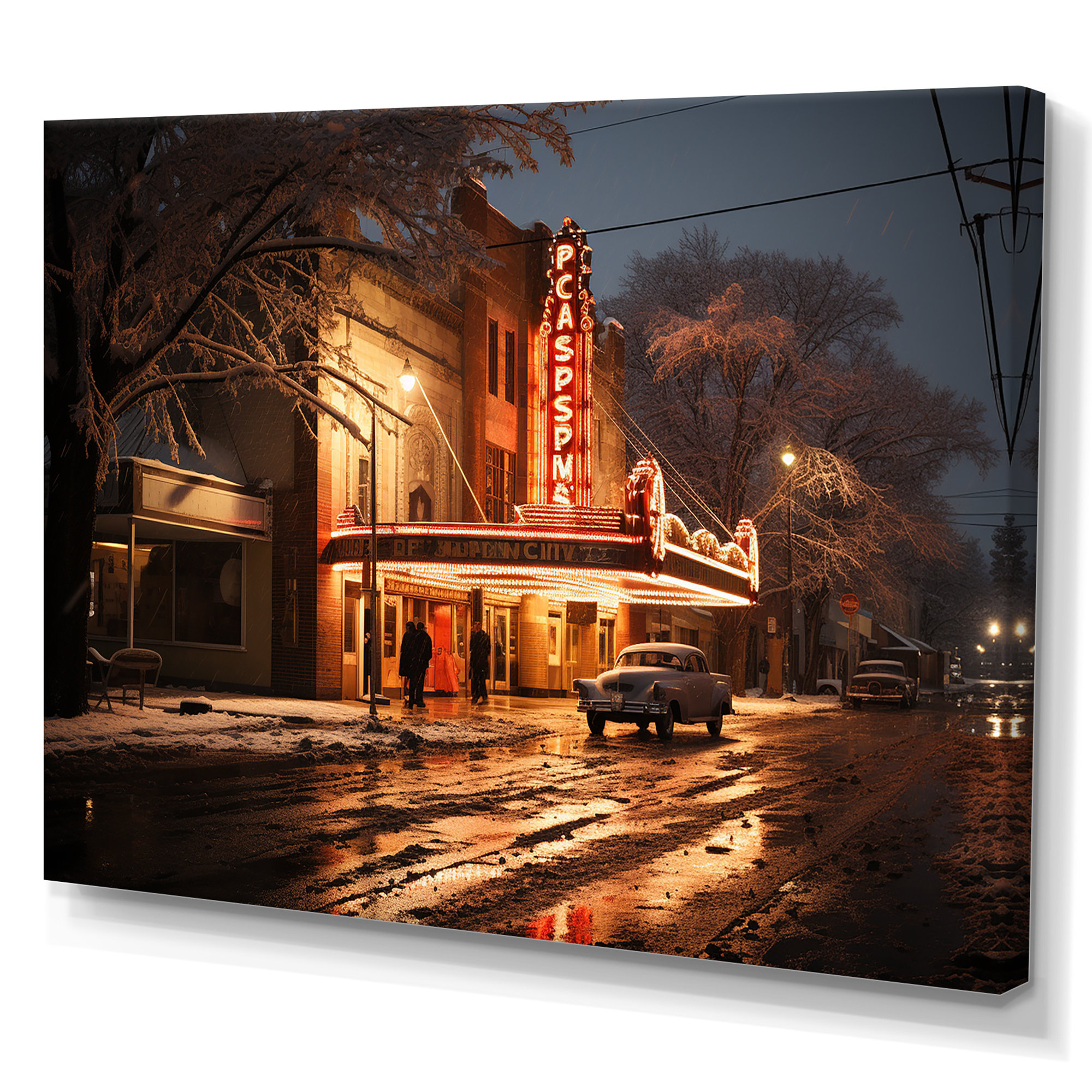 Design Art Vintage Theatre Night Scenery - Theatres Wall Art Prints ...