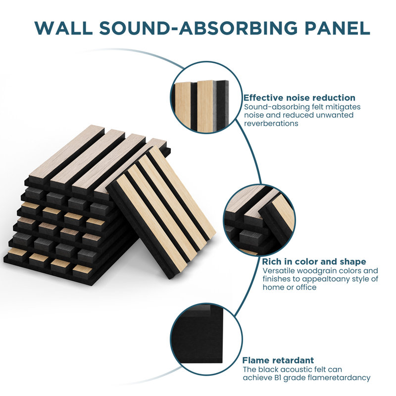 COMFORTHOMI 2pc x 94.5" x 24" 3D Acoustic/Sound proof Wood Slat Wall ...
