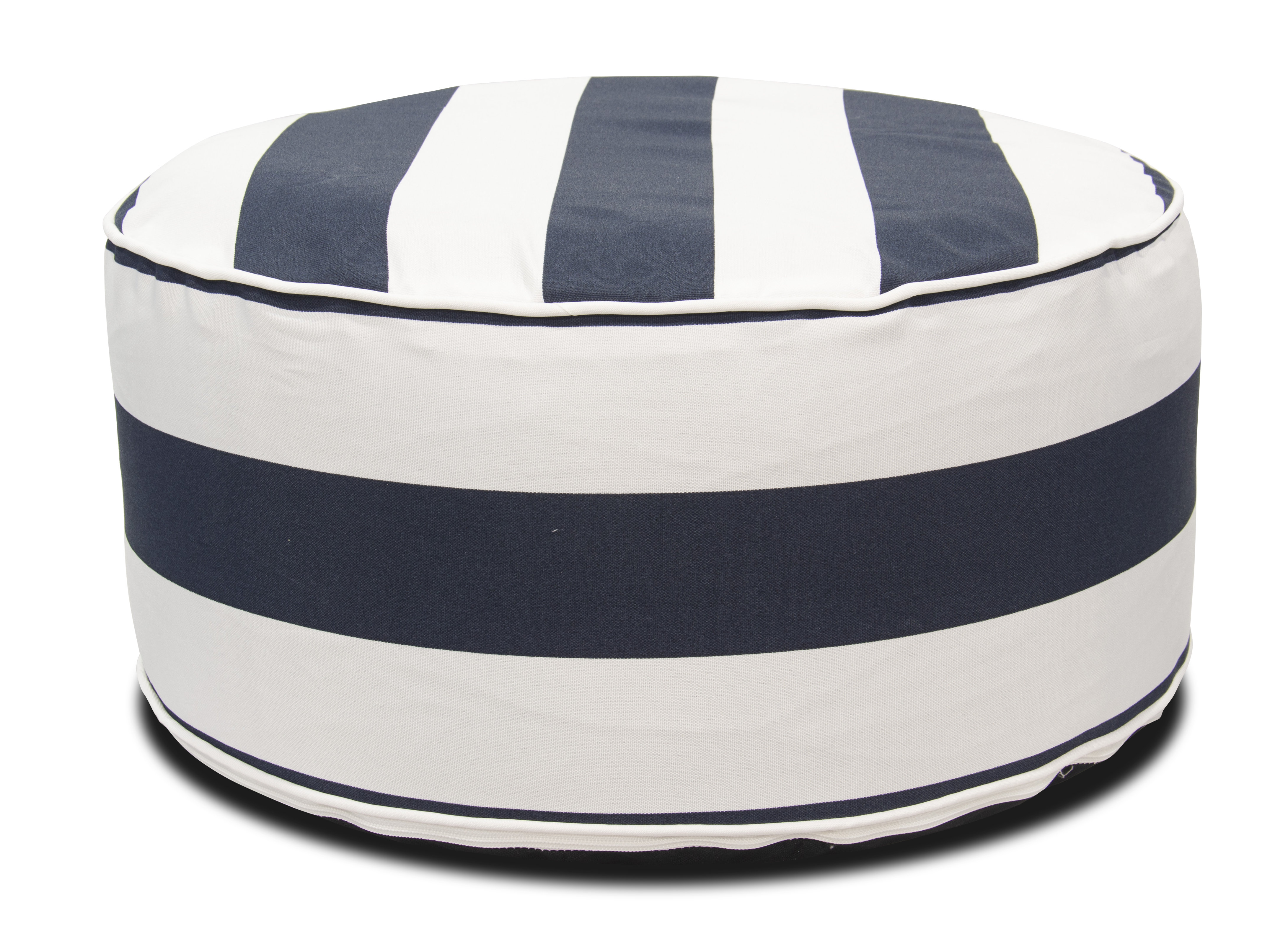 Breakwater Bay Belote 20" Outdoor Inflatable Round Striped Pouf Ottoman ...