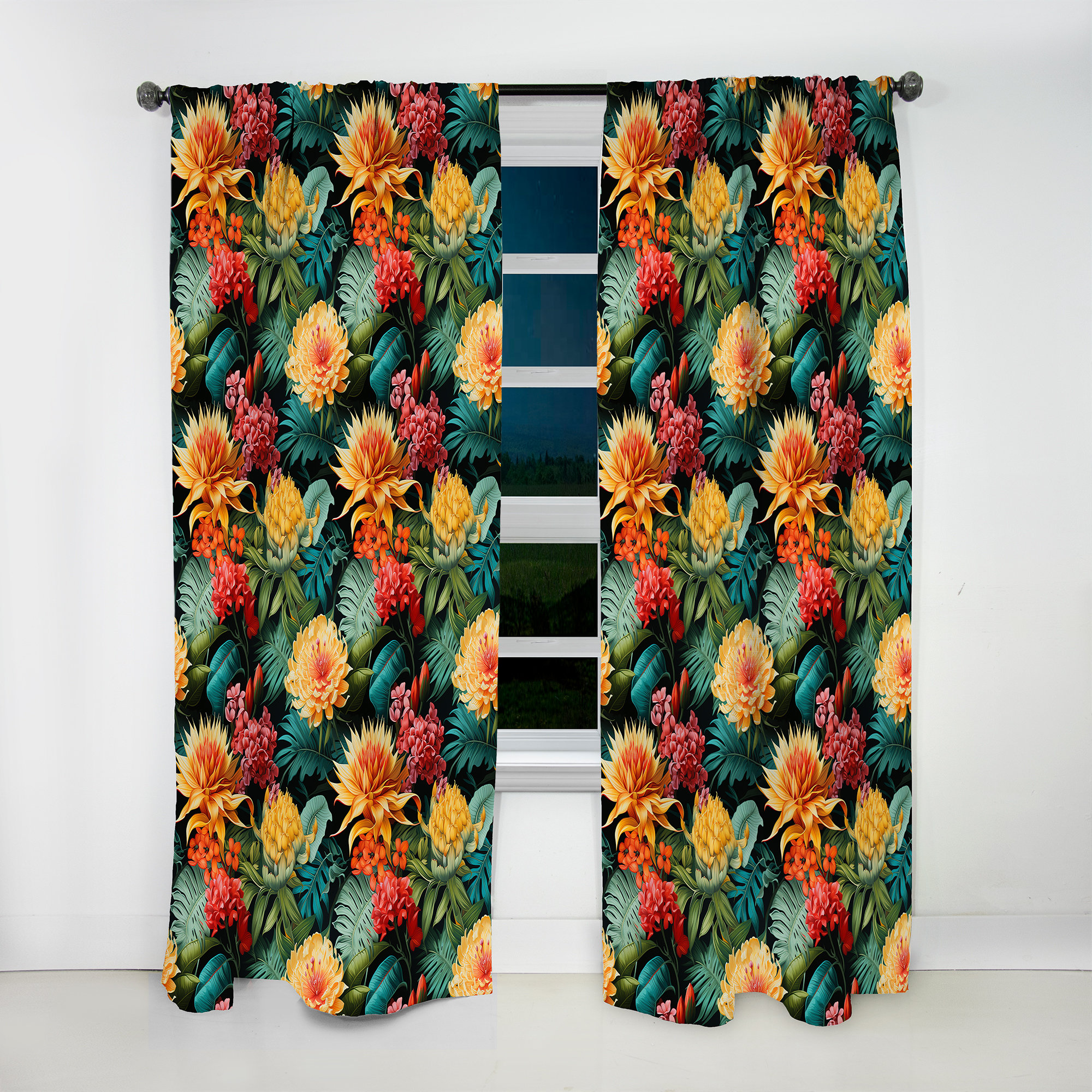 Design Art Jungle Splendor Tropical Pattern - Tropical Velvet Curtain ...