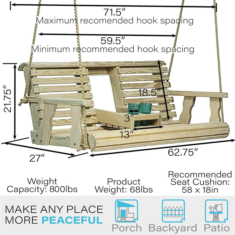 Loon Peak® Jouse 2 Person Porch Swing | Wayfair