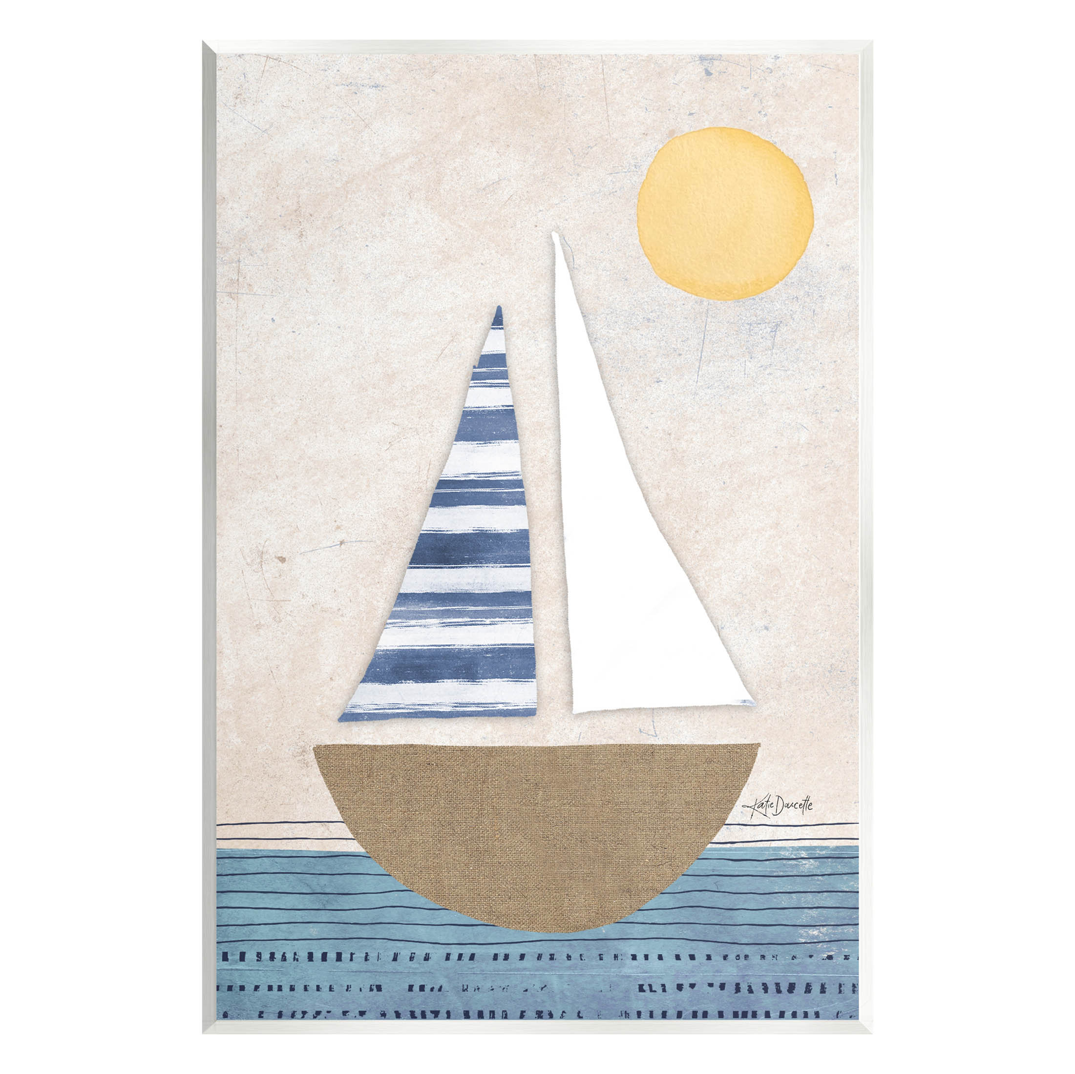 Stupell Industries Geometric Sailboat Striped Ocean Water Wall Plaque ...