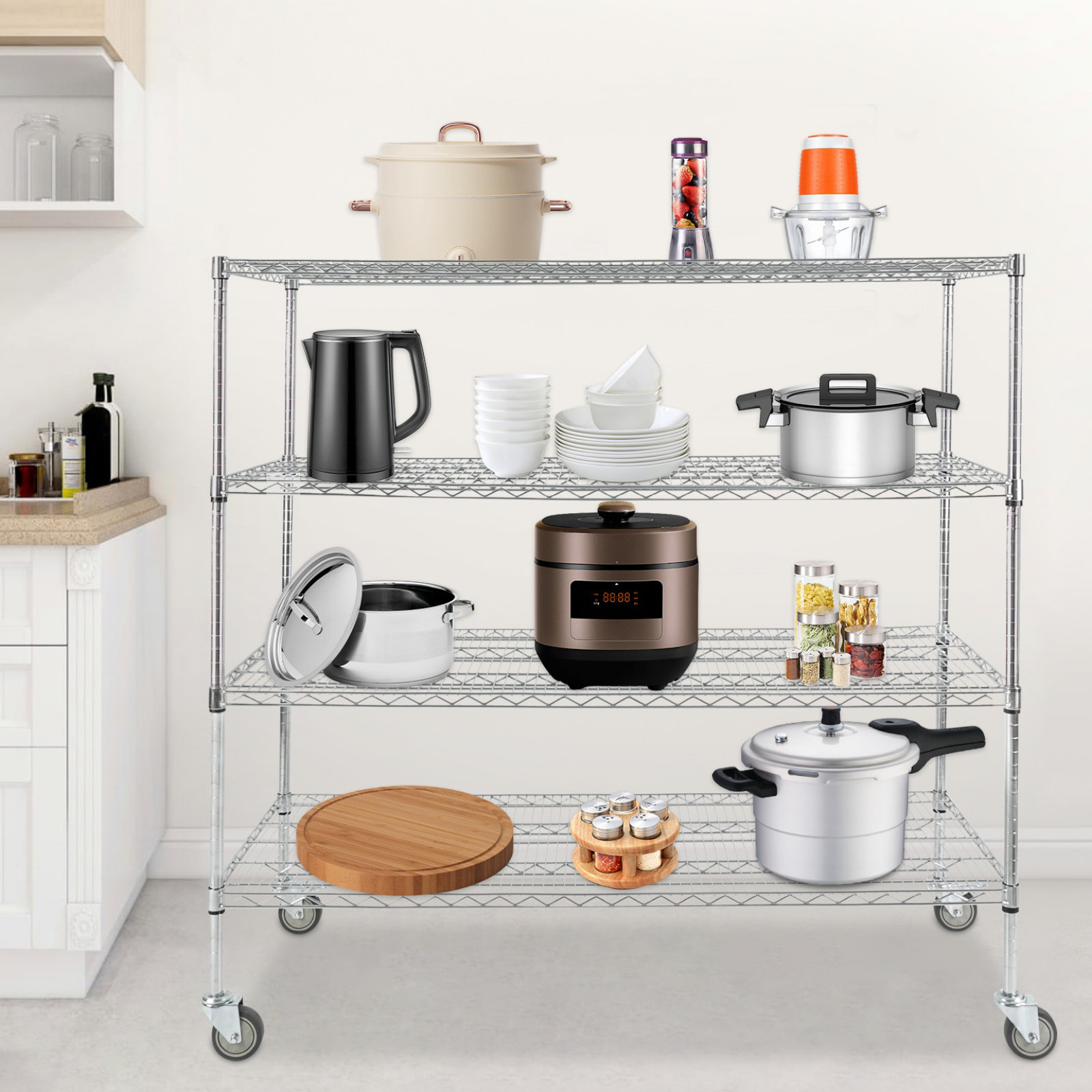Rebrilliant 4-Tier Adjustable Storage Rack With Wheels - Wayfair Canada