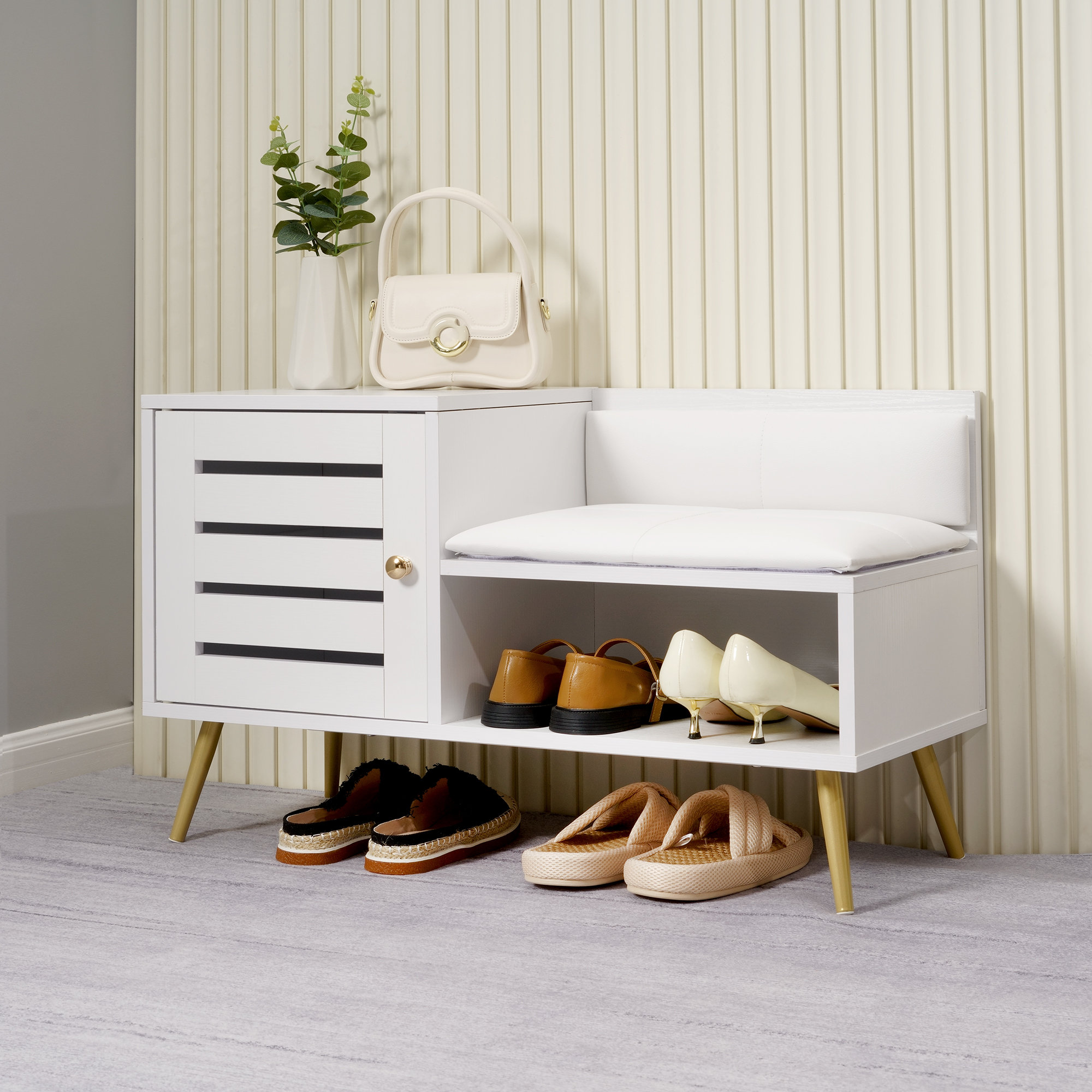 Willa Arlo™ Interiors Bunceton Shoe Storage Cabinet Bench with Cushion Seat & Reviews - Wayfair ...