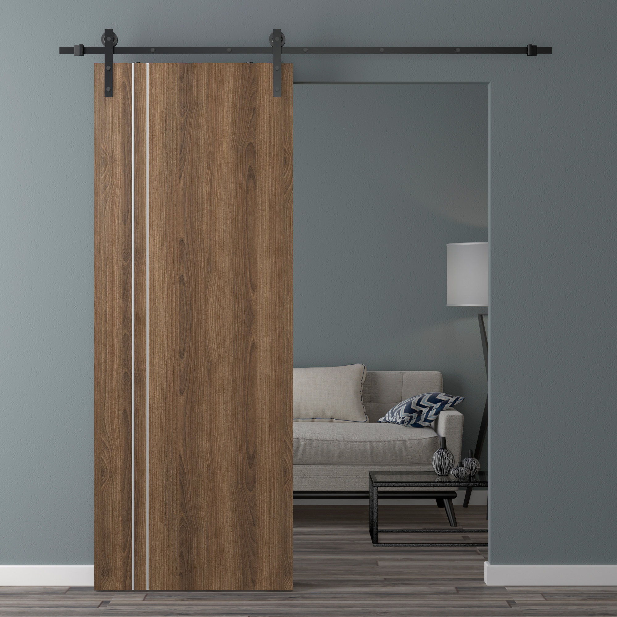 Belldinni Optima 2V Manufactured Wood Composite Sliding Barn Door With ...
