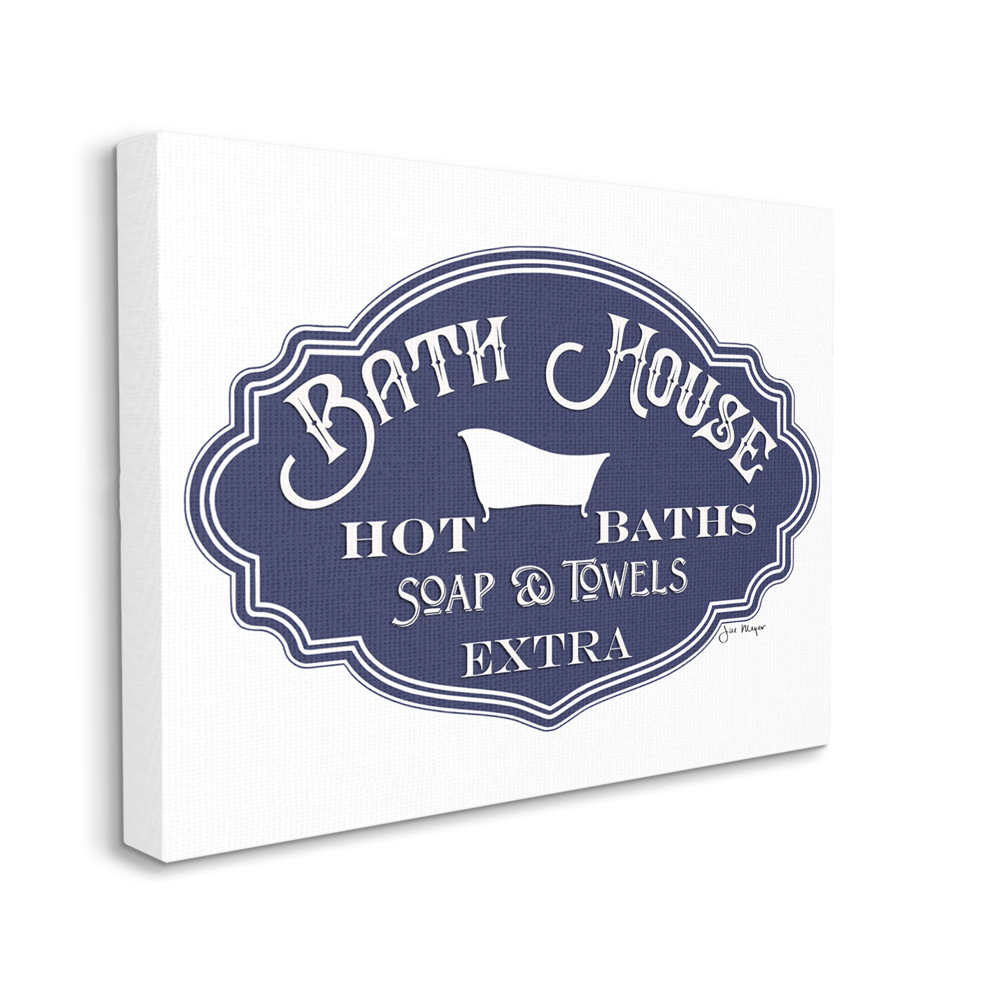 One Allium Way® 'Vintage Bath House Sign Minimal Blue White' by Jill ...