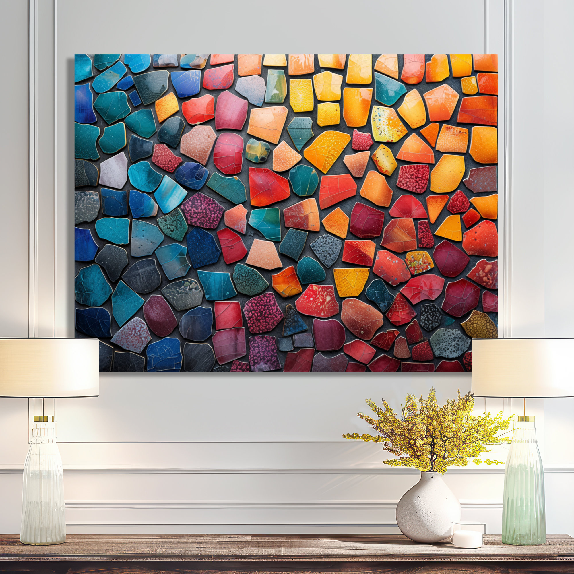17 Stories Colorful Mosaic Tiles Beauty III - Boho Mosaic Decor Wall ...
