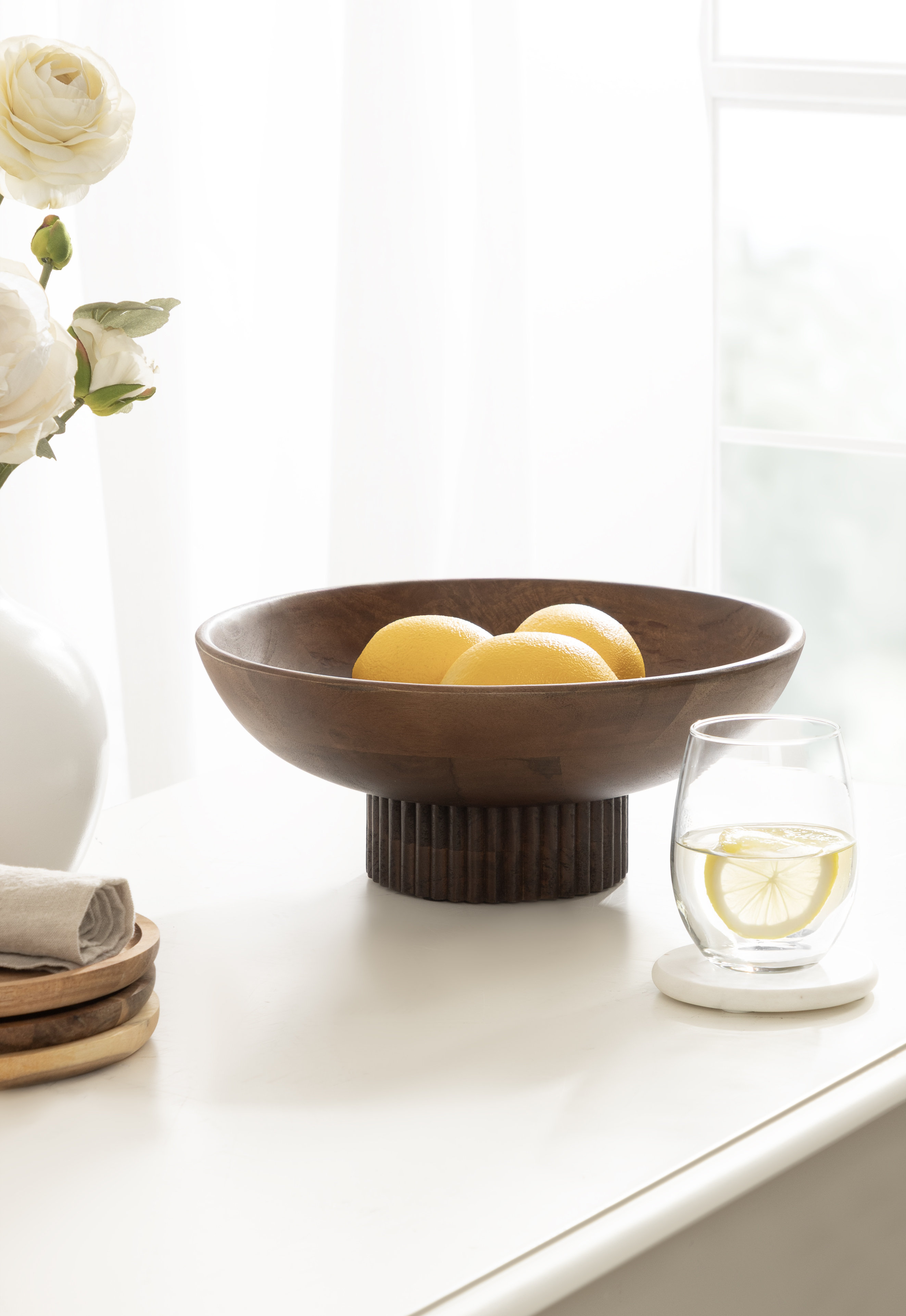 Union Rustic Rooks Round Wooden Decorative Ribbed Bowl | Wayfair