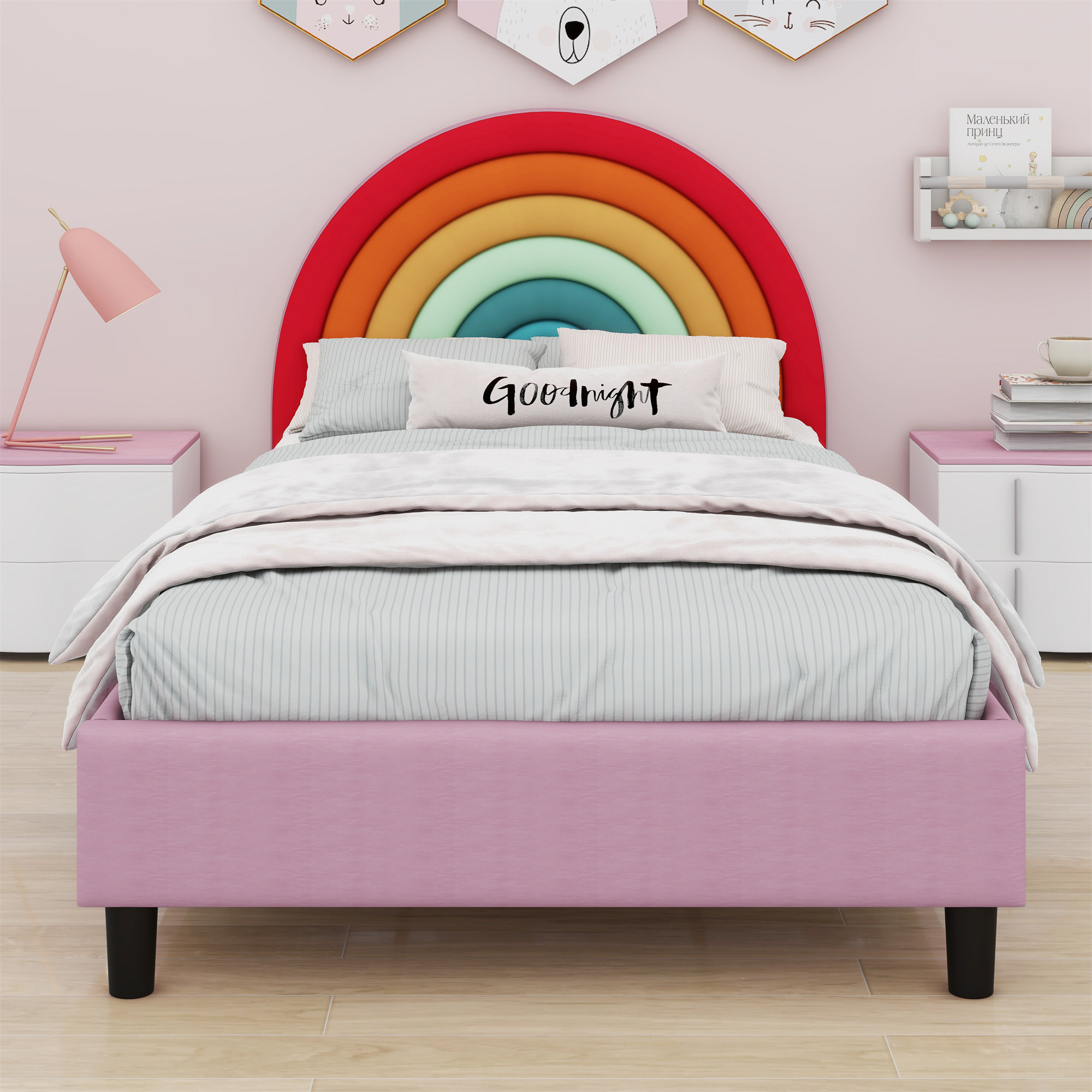 Isabelle & Max™ Rainbow Design Upholstered Platform Bed Cute Style ...